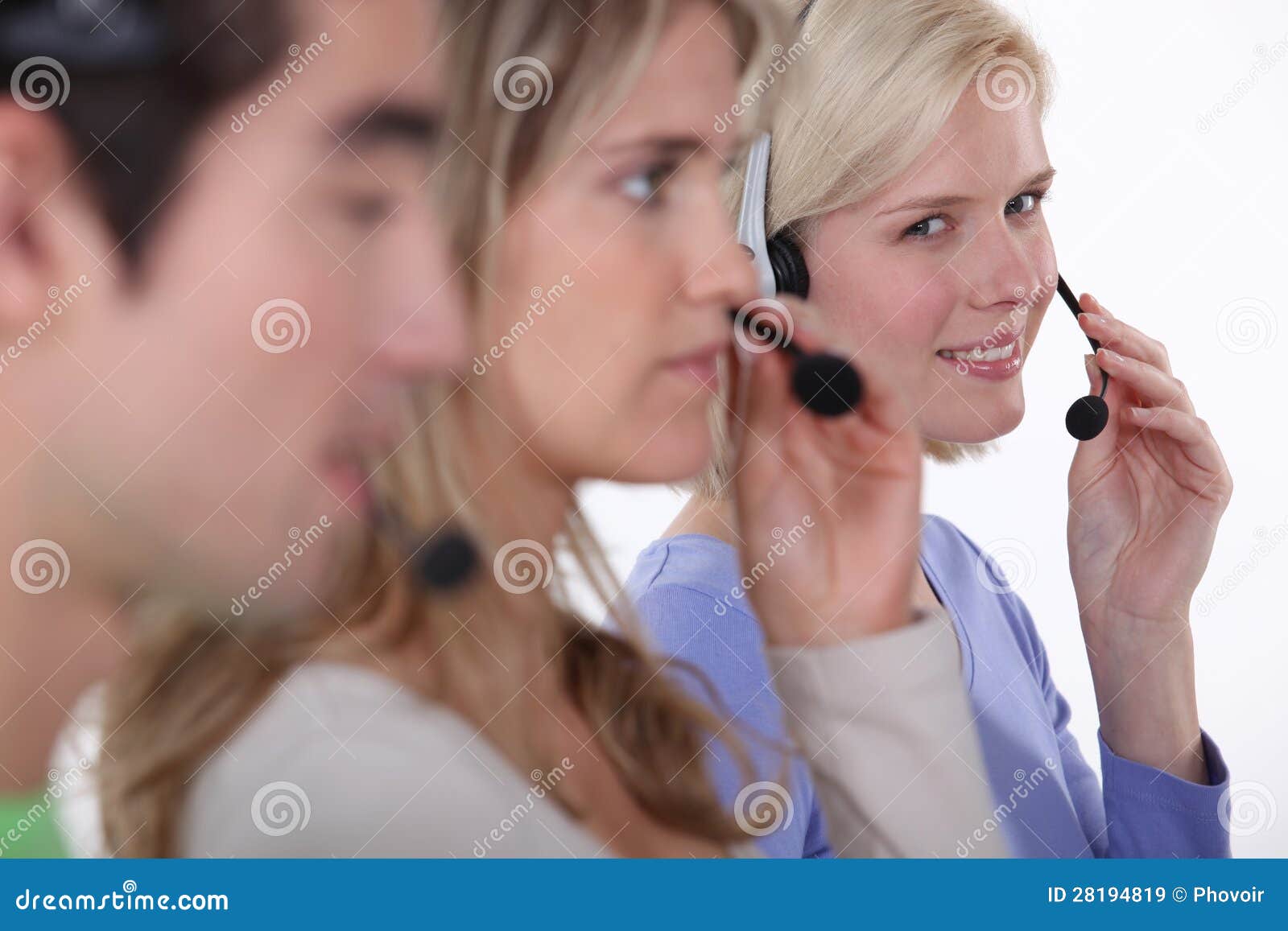 Hotline workers. stock image. Image of listening, indoor - 28194819