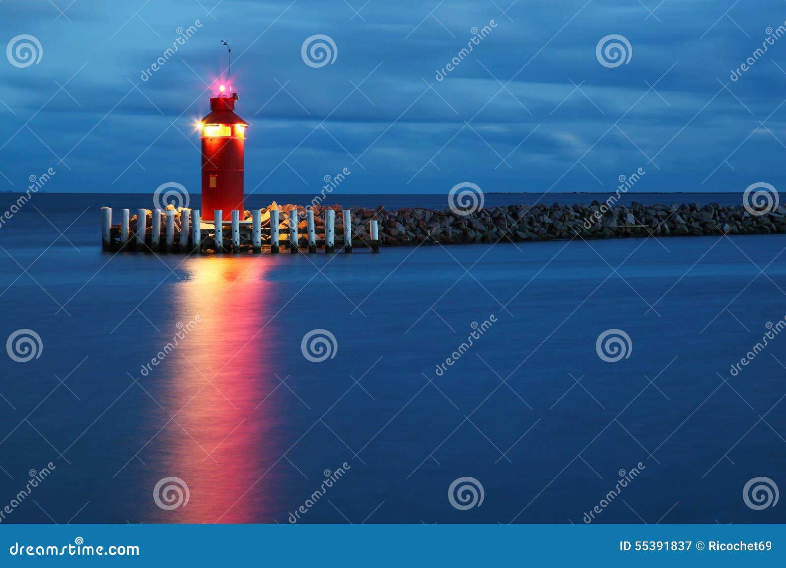 Hou Lighthouse at the Blue Hour, Denmark Stock Image - Image of denmark ...