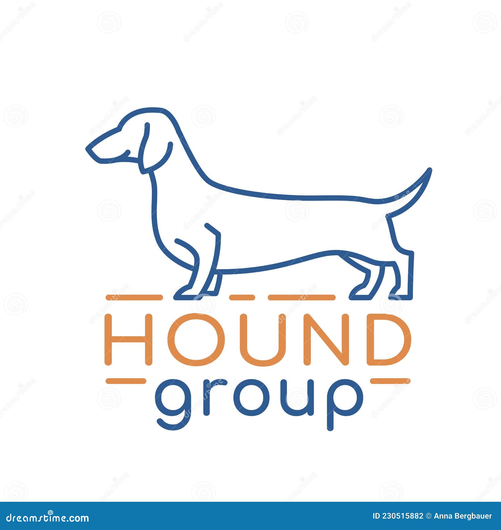 Hound Group Logotype in Modern Outlined Style. Editable Vector ...