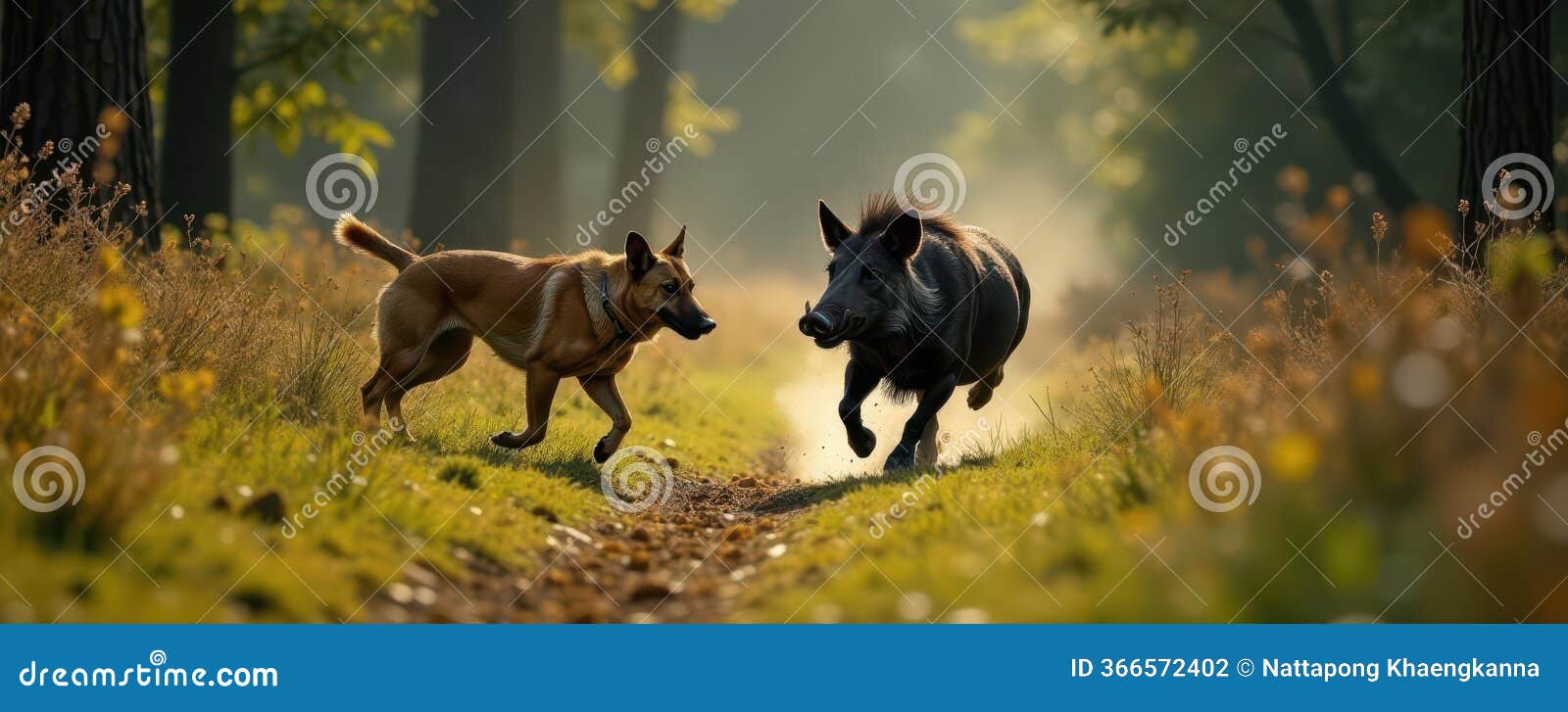 Hounds Baying, Wild Boar Fleeing Through Undergrowth, Energy, Feral ...