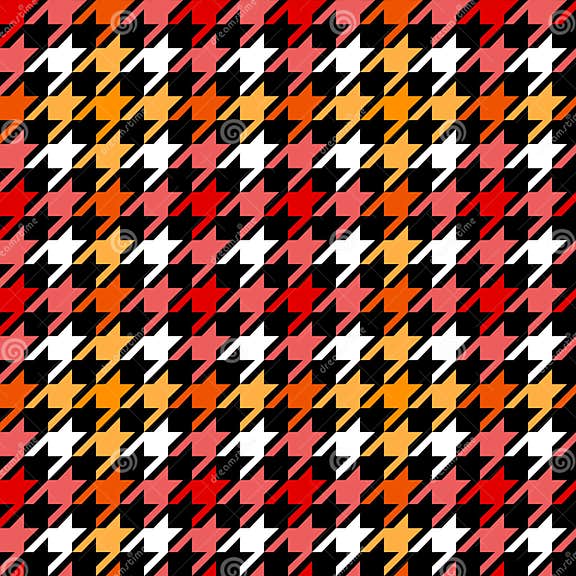 Houndstooth Checkered Seamless Pattern in Red Yellow Black and White ...