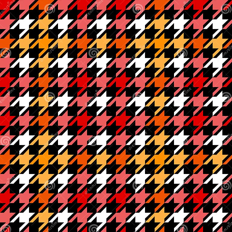 Houndstooth Checkered Seamless Pattern in Red Yellow Black and White ...