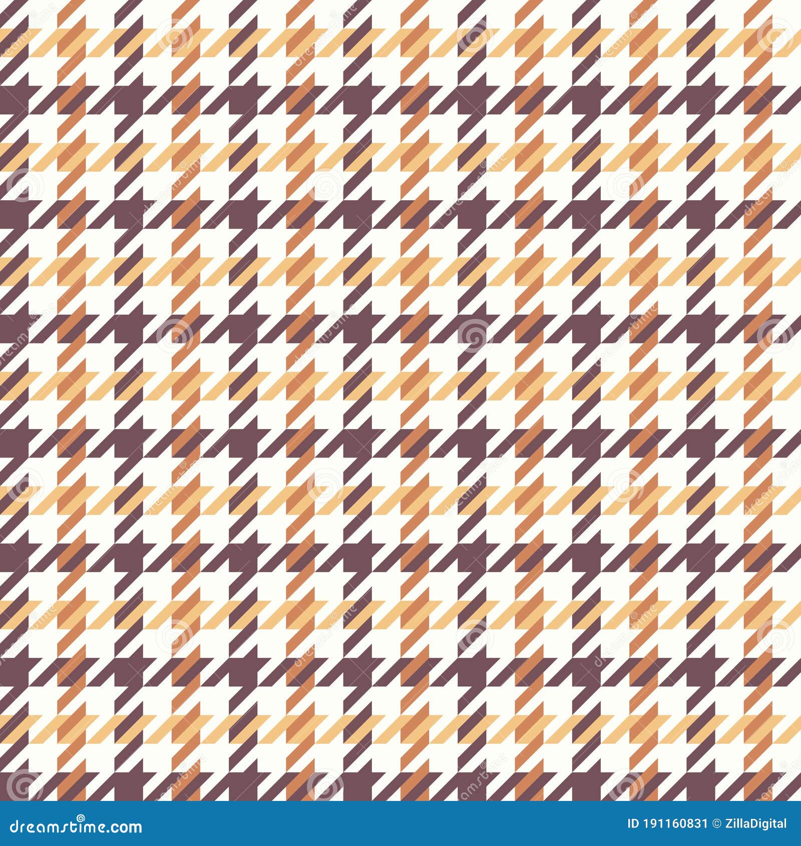 Houndstooth Pattern Vector in Brown, Orange, White. Seamless Autumn Check Plaid for Dress, Coat ...