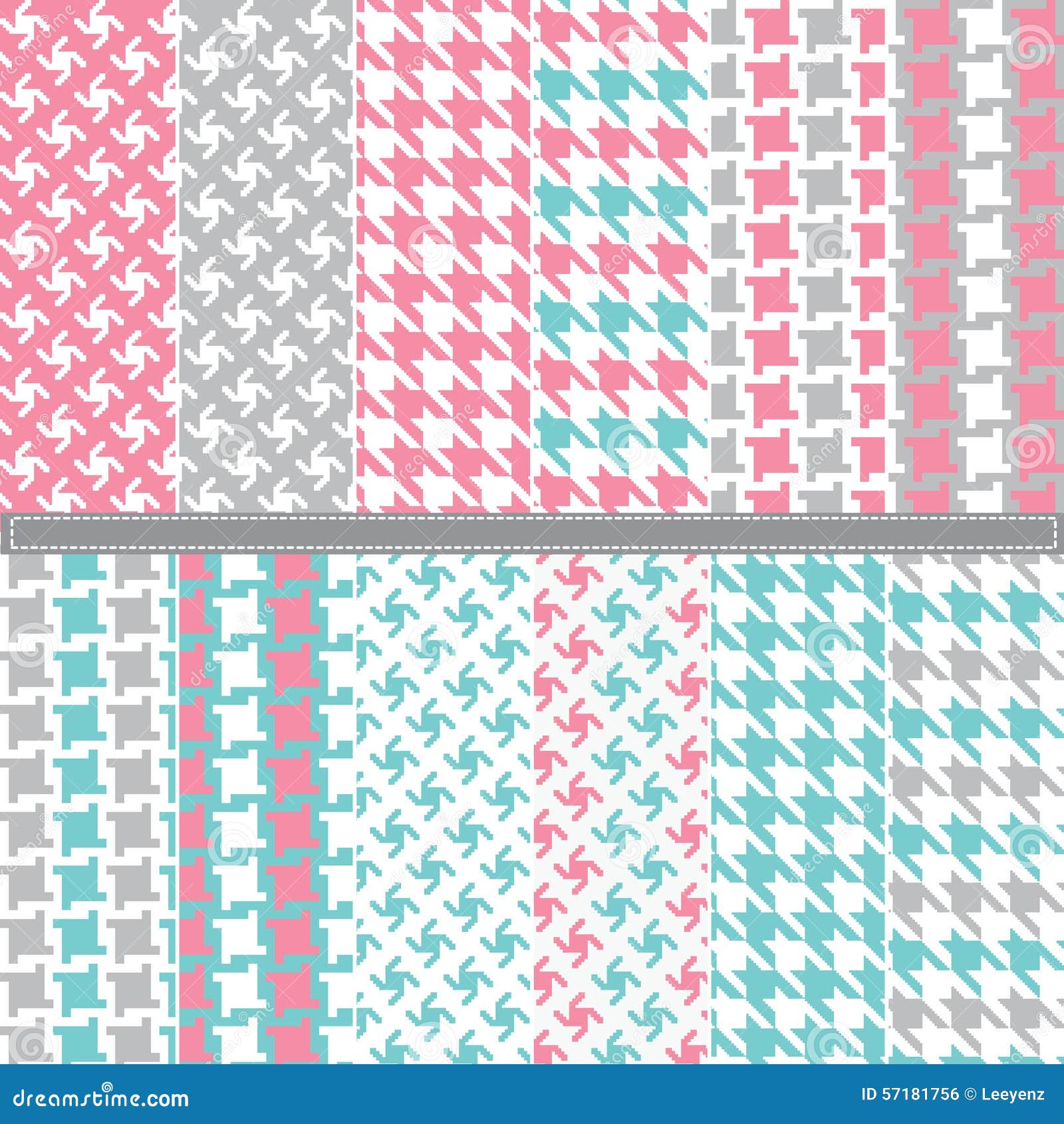Houndstooth Seamless Pattern Set Stock Vector - Illustration of culture ...