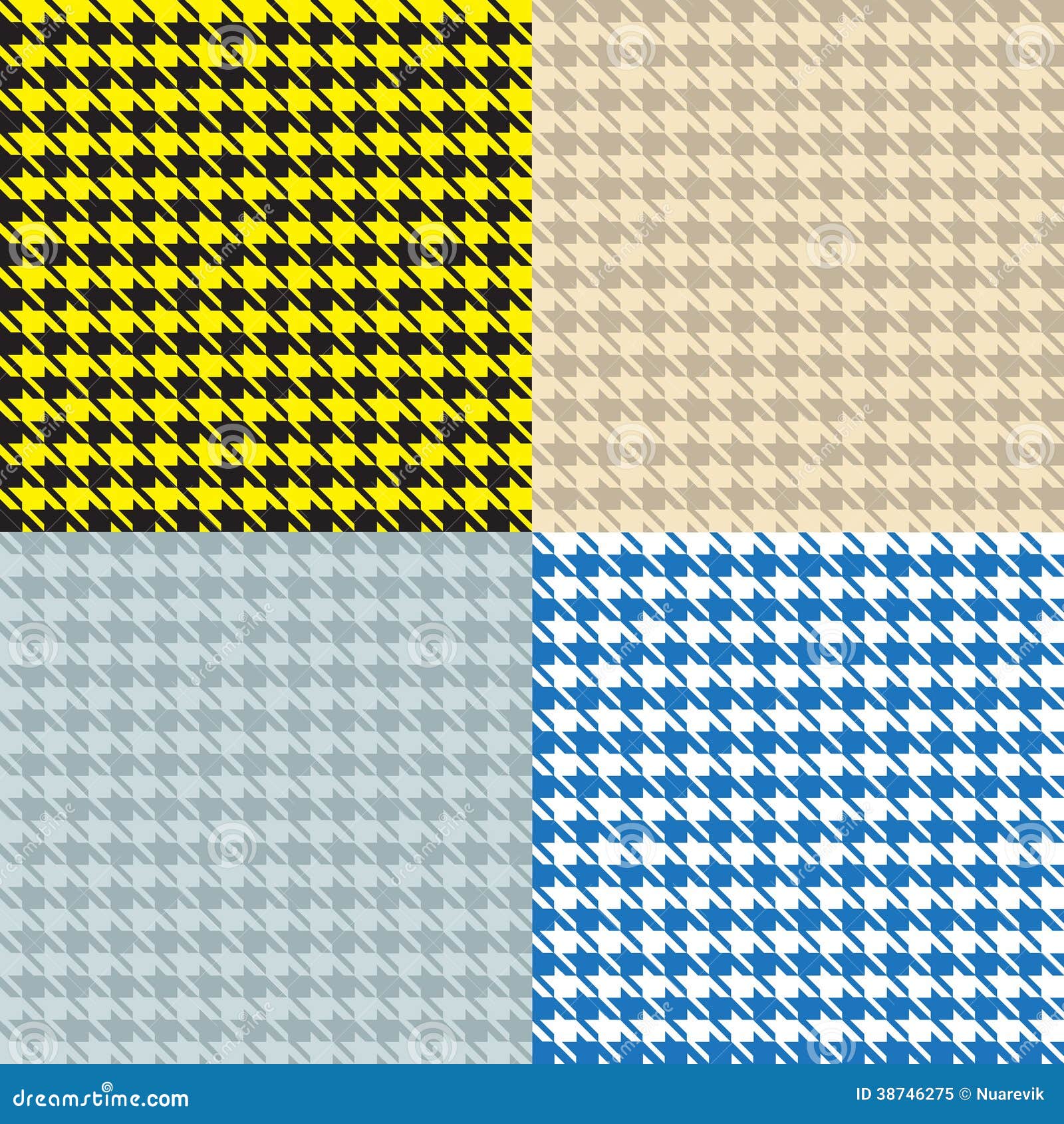 Houndstooth Seamless Patterns Set Stock Illustration - Illustration of tile, ornament: 38746275