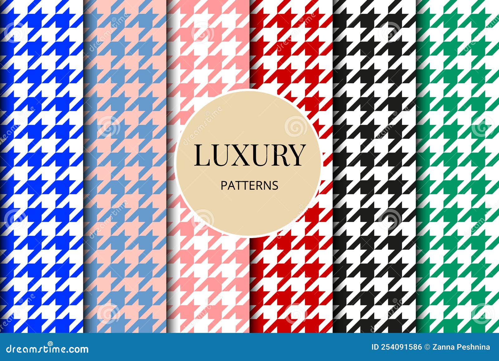 Houndstooth Patterns Set. Fabric Background. Classical Checkered ...