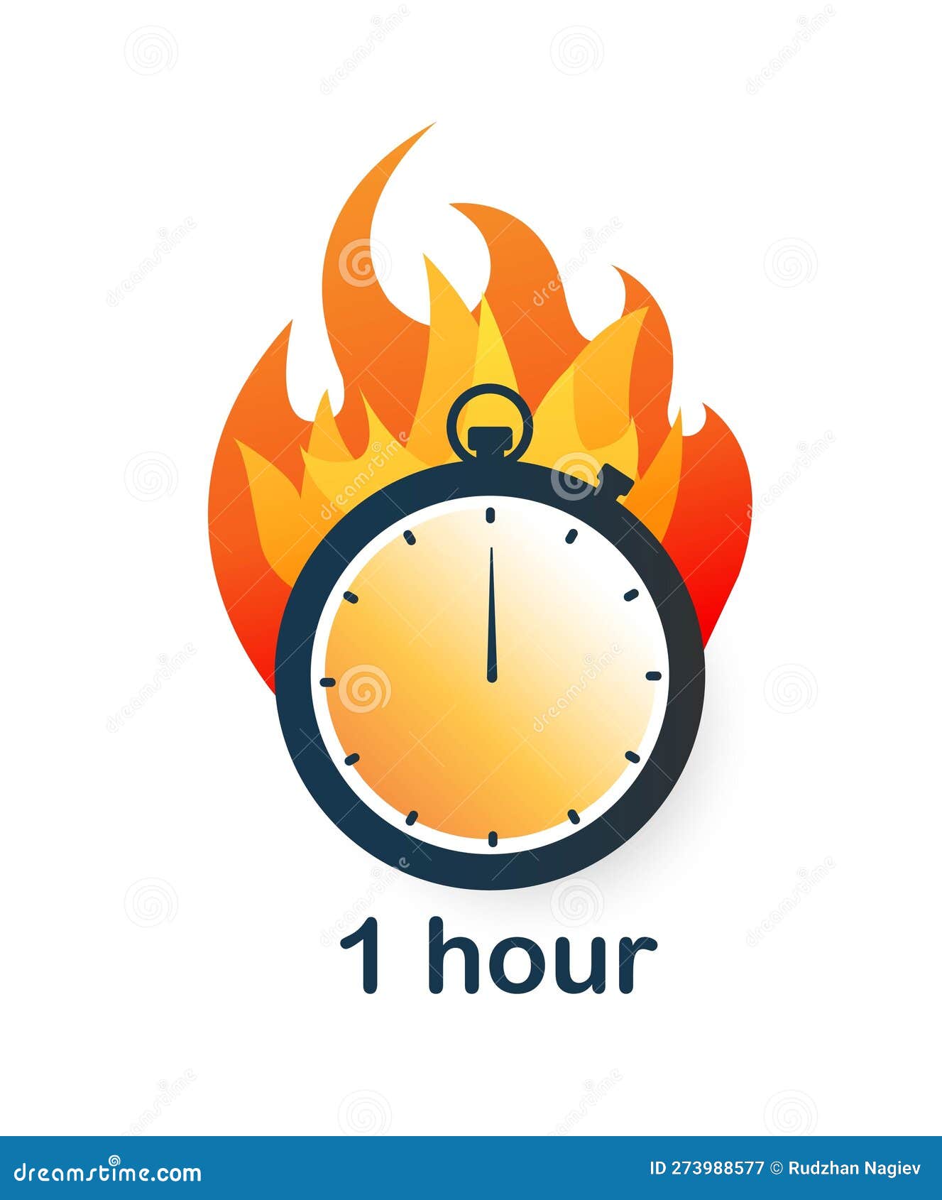 1 hour clock on fire icon stock illustration. Illustration of graphic ...