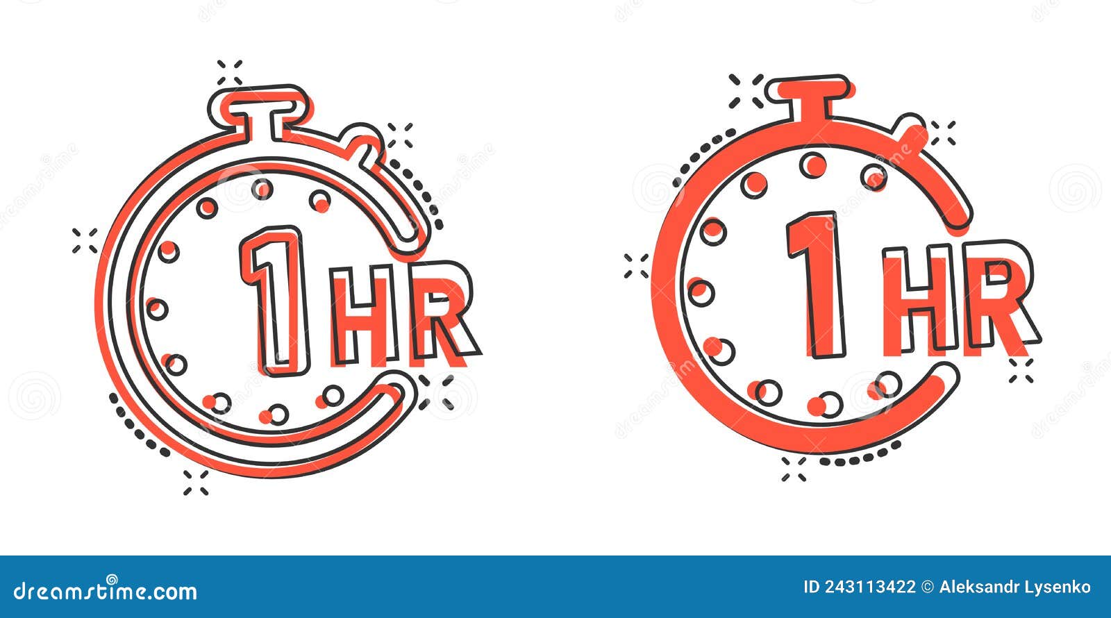 1 Hour Clock Icon in Comic Style. Timer Countdown Cartoon Vector ...