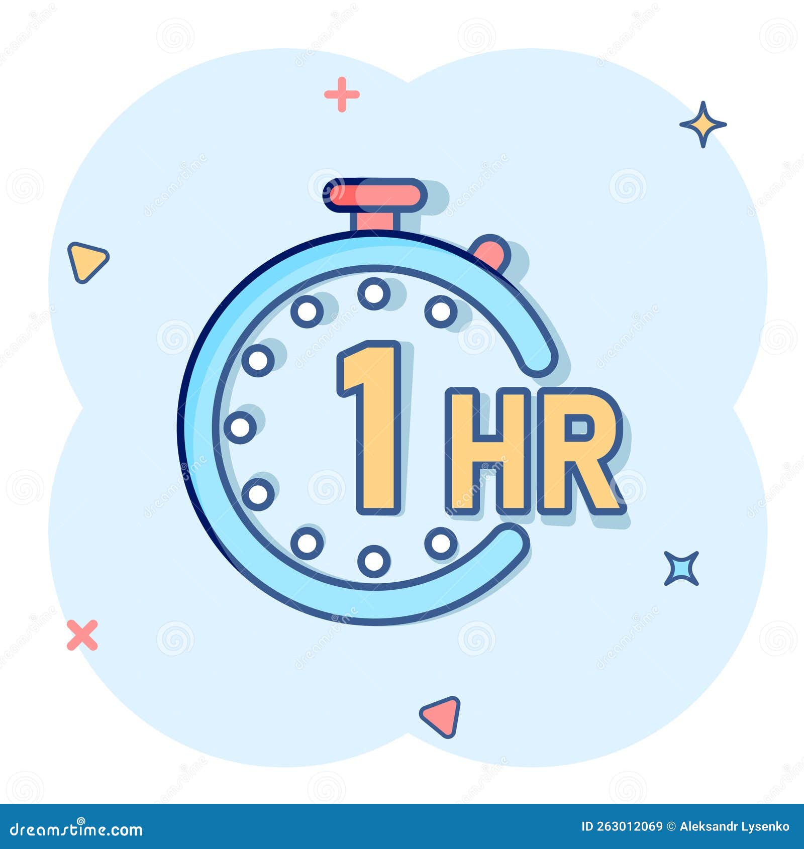 1 Hour Clock Icon in Comic Style. Timer Countdown Cartoon Vector ...