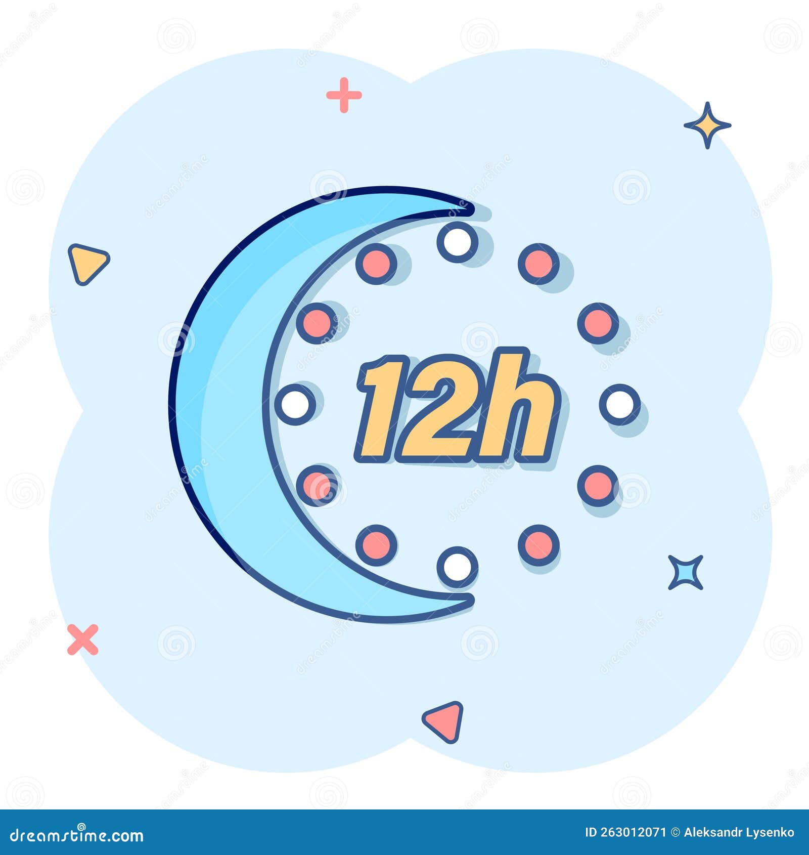 12 Hour Clock Icon in Comic Style. Timer Countdown Cartoon Vector ...
