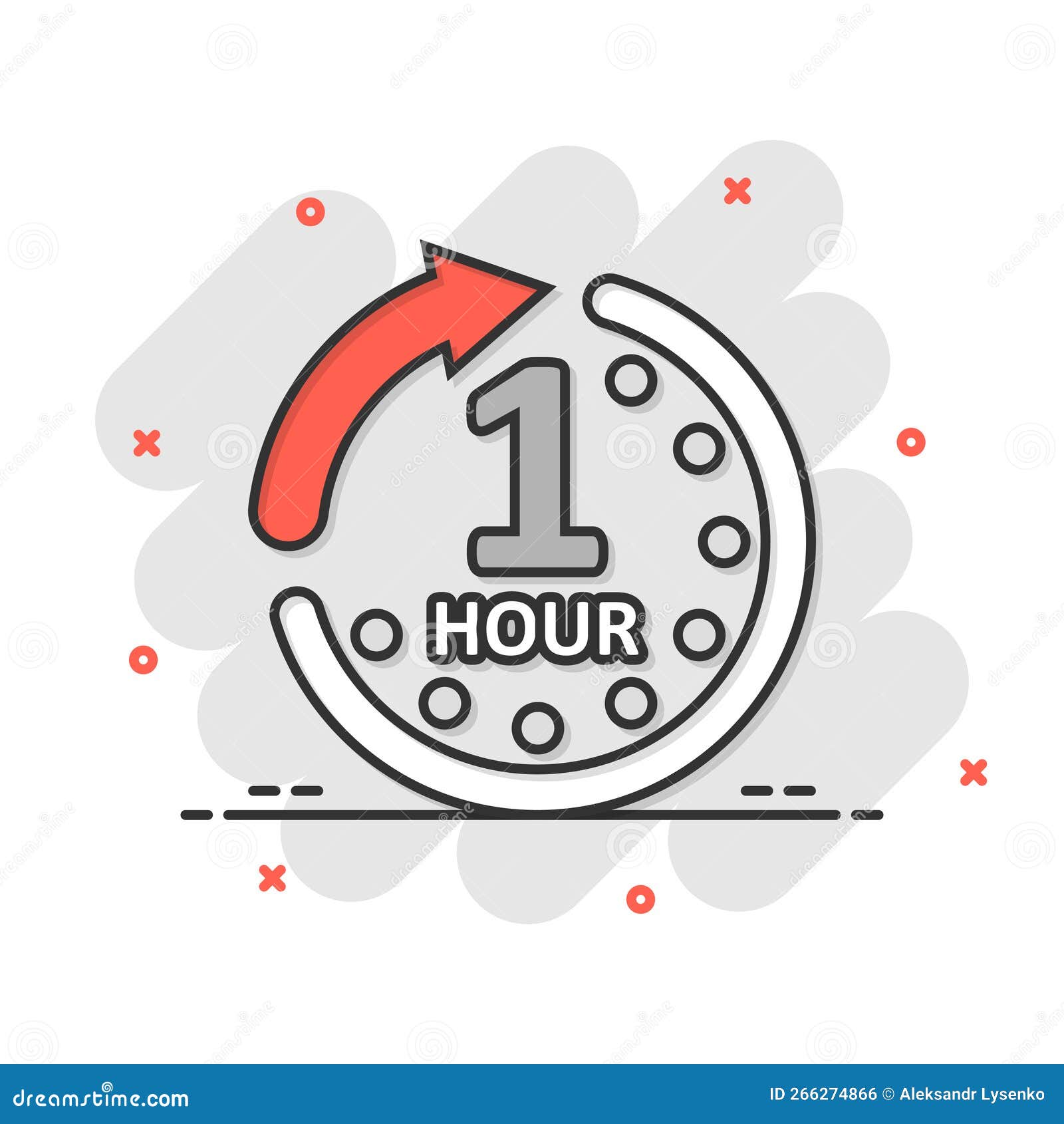 1 Hour Clock Icon in Comic Style. Timer Countdown Cartoon Vector ...