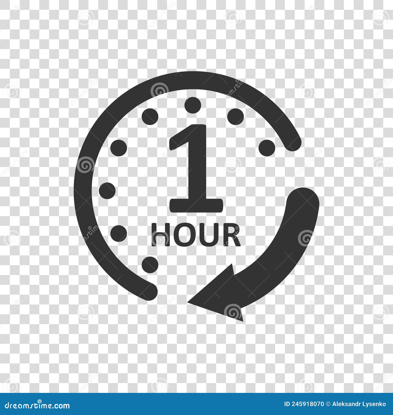 1 Hour Clock Icon in Flat Style. Timer Countdown Vector Illustration on ...