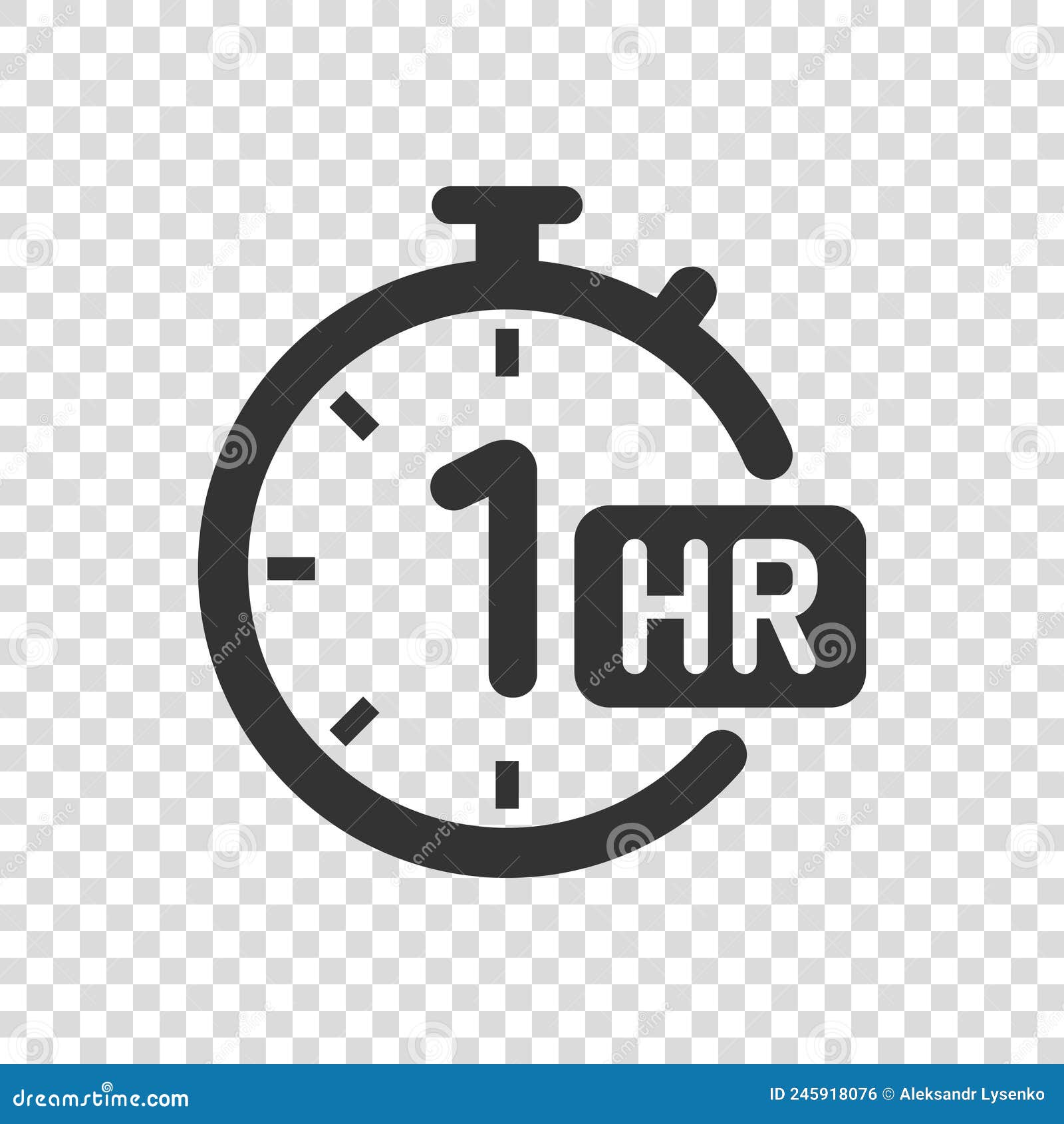 1 Hour Clock Icon in Flat Style. Timer Countdown Vector Illustration on ...