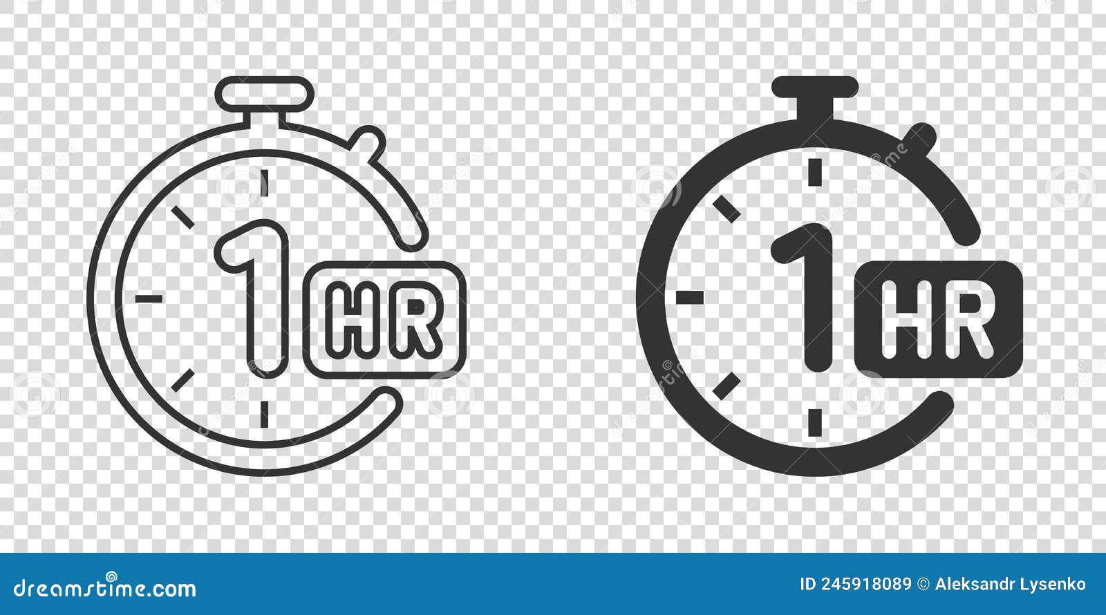 1 Hour Clock Icon in Flat Style. Timer Countdown Vector Illustration on ...
