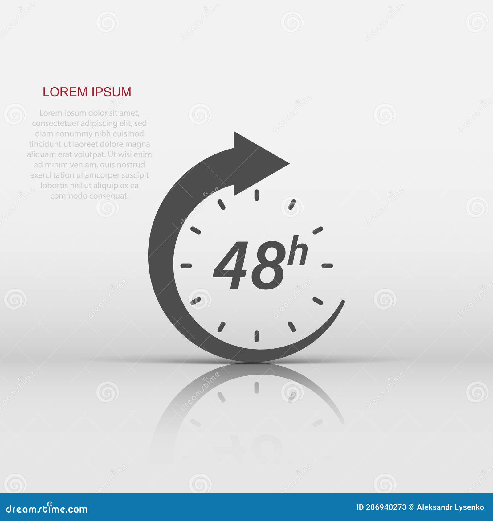 48 Hour Clock Icon in Flat Style. Timer Countdown Vector Illustration ...