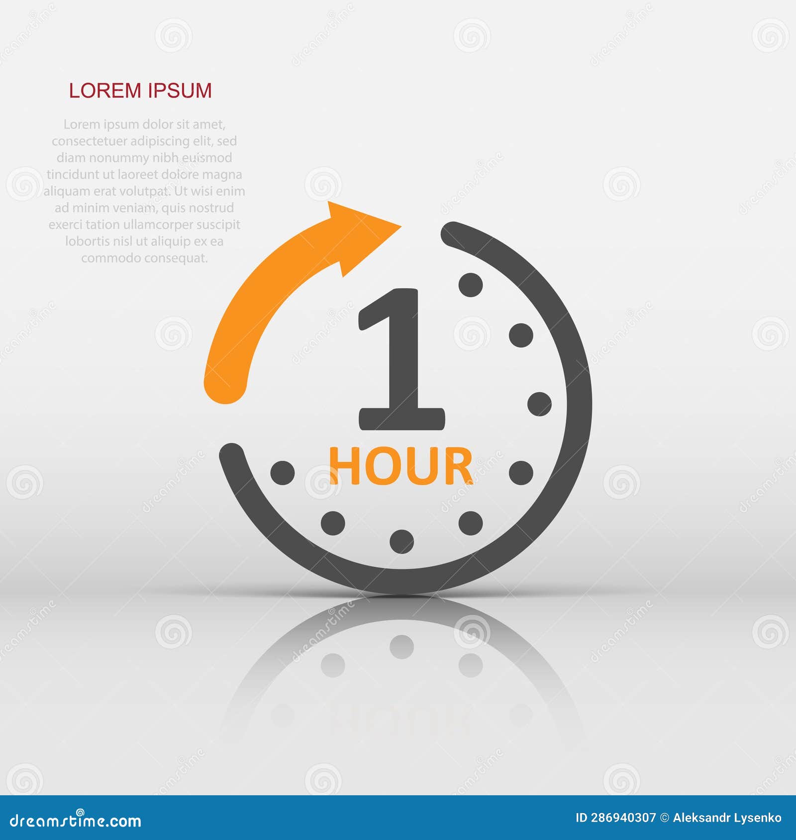 1 Hour Clock Icon in Flat Style. Timer Countdown Vector Illustration on ...