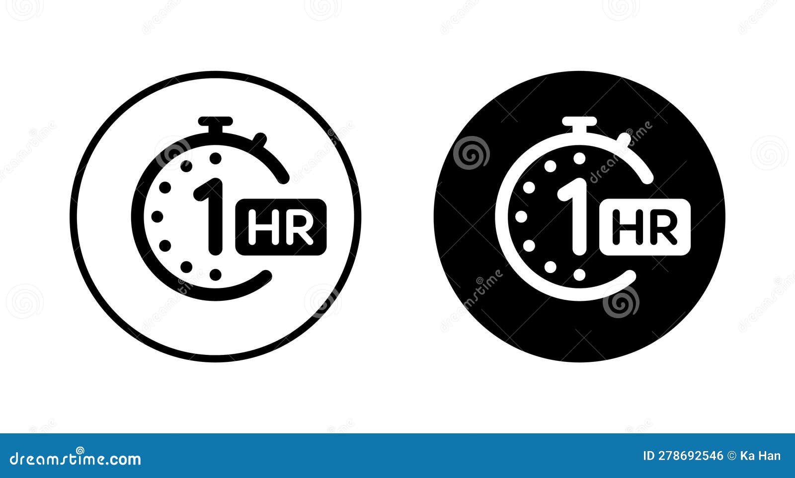 1-hour Clock Icon Vector. Free Time Symbol Concept Stock Vector ...