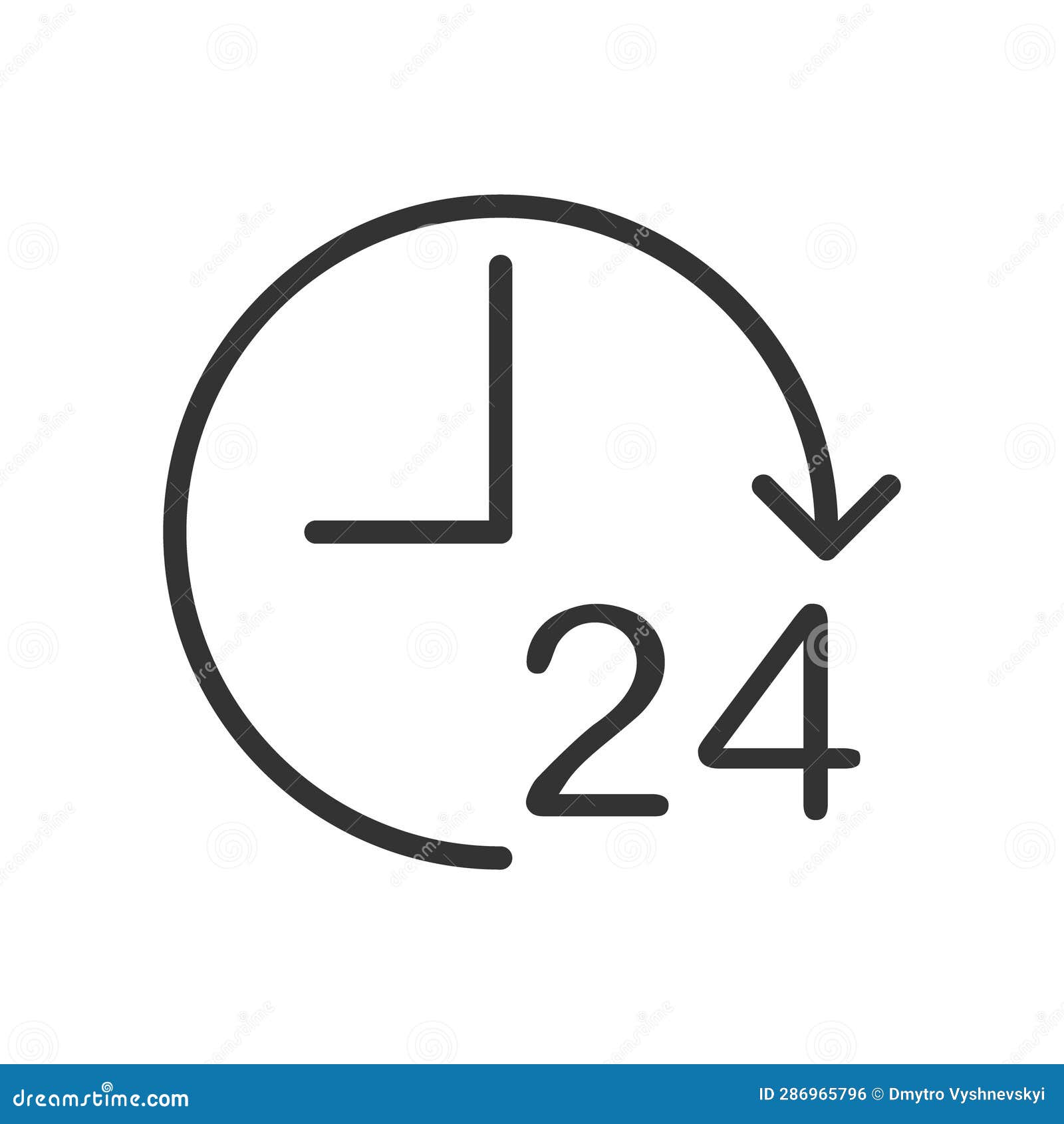 24 Hour Clock Outline Vector Icon Stock Illustration - Illustration of ...