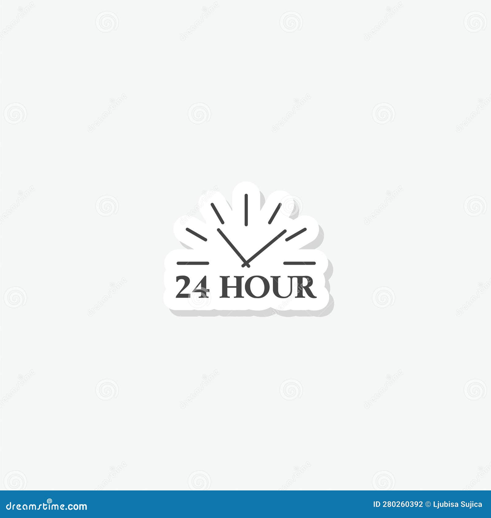 24 Hour Clock Sticker Icon Isolated on White Stock Vector ...