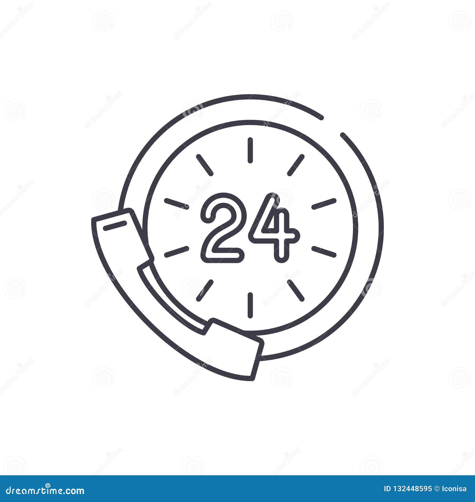 24 Hour Communication Line Icon Concept. 24 Hour Communication Vector ...