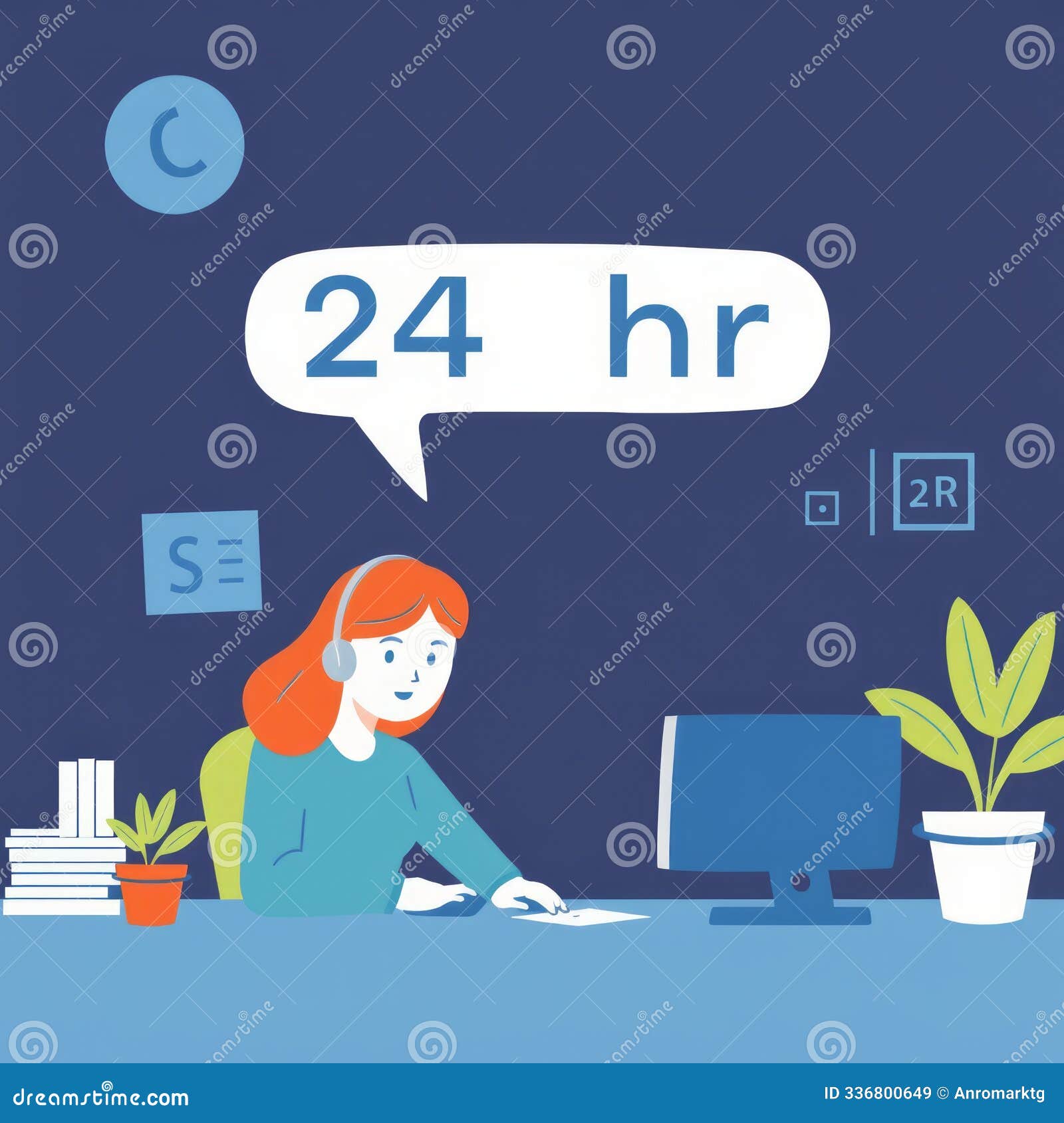 Customer Support 24 Hr Illustration Stock Illustration - Illustration ...
