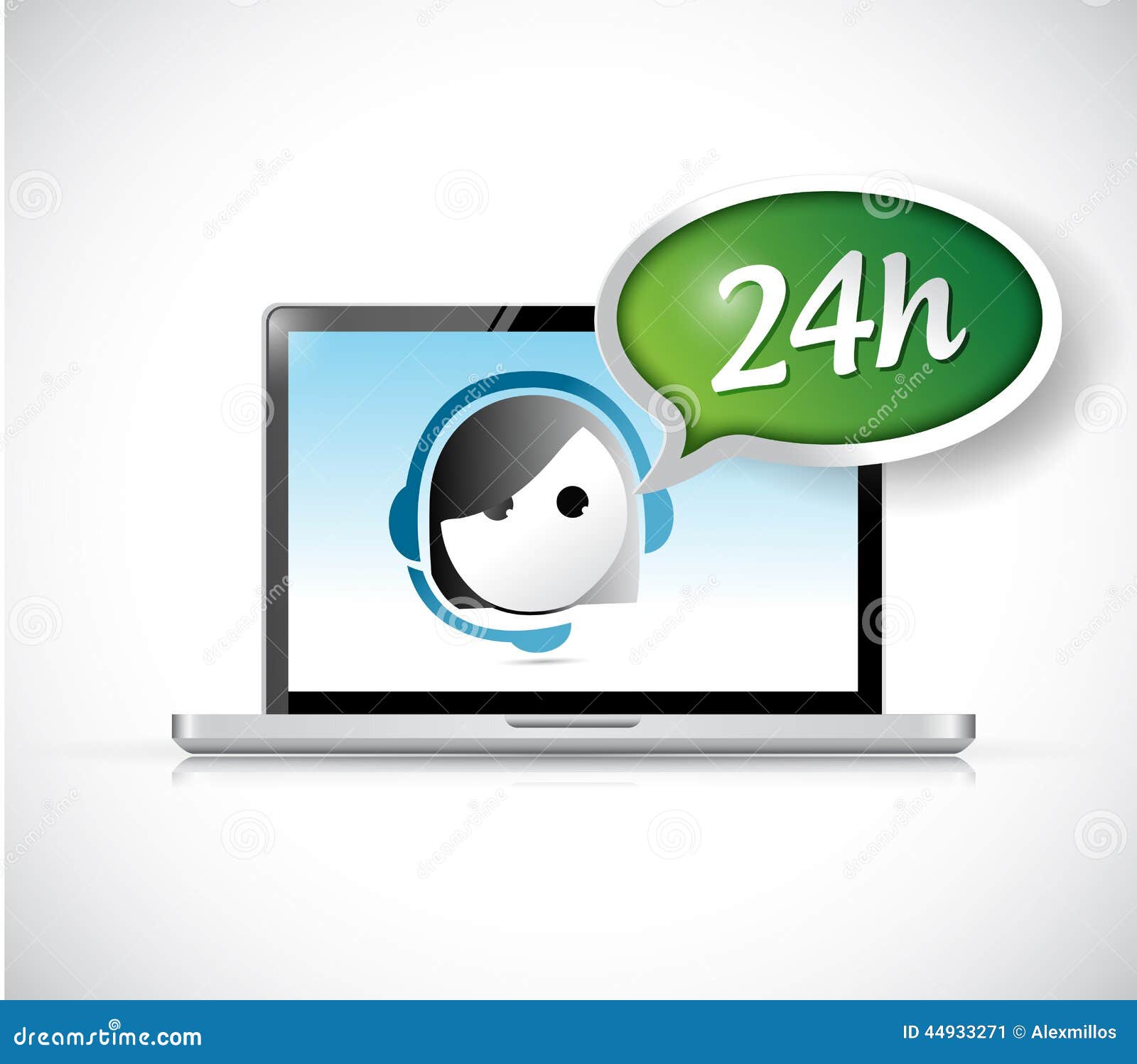 24 Hour Customer Support Service on a Computer Stock Illustration ...