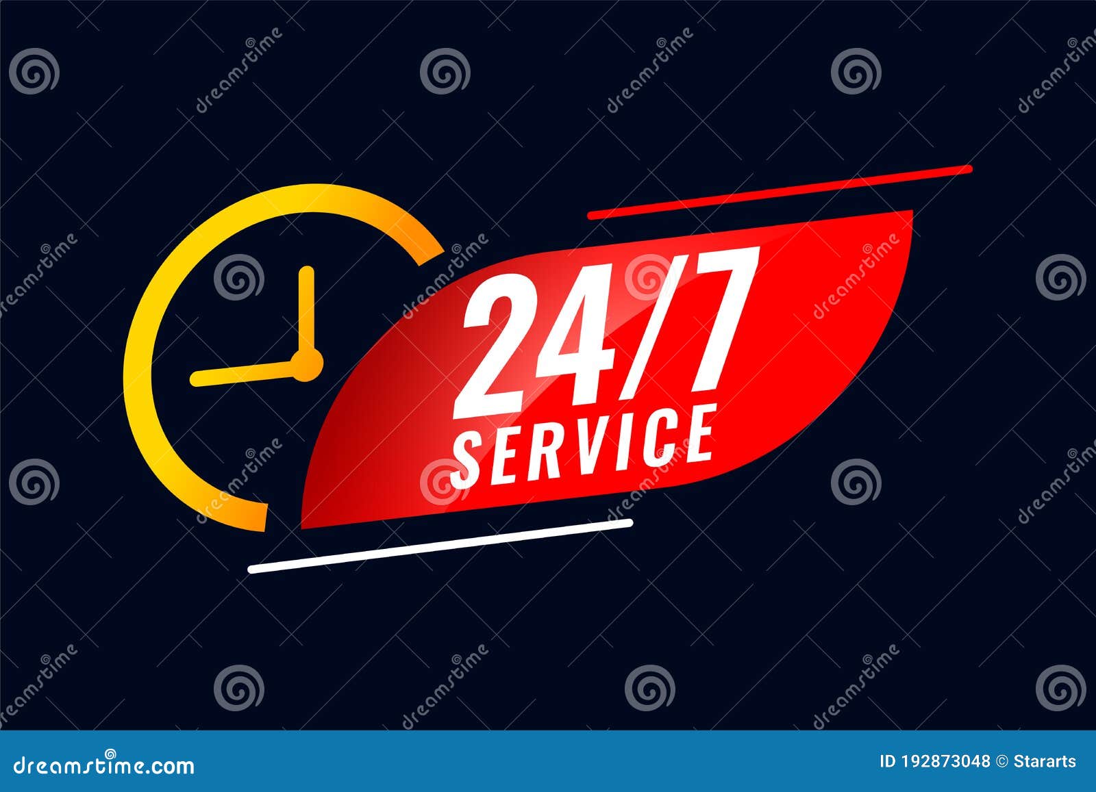 24 Hour and 7 Days Service Background with Clock Stock Vector ...