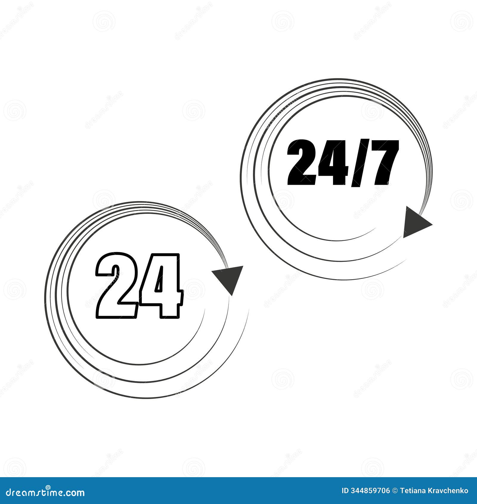 24 Hour Icon. Continuous Service Symbol. Time Vector Graphic. Circular ...