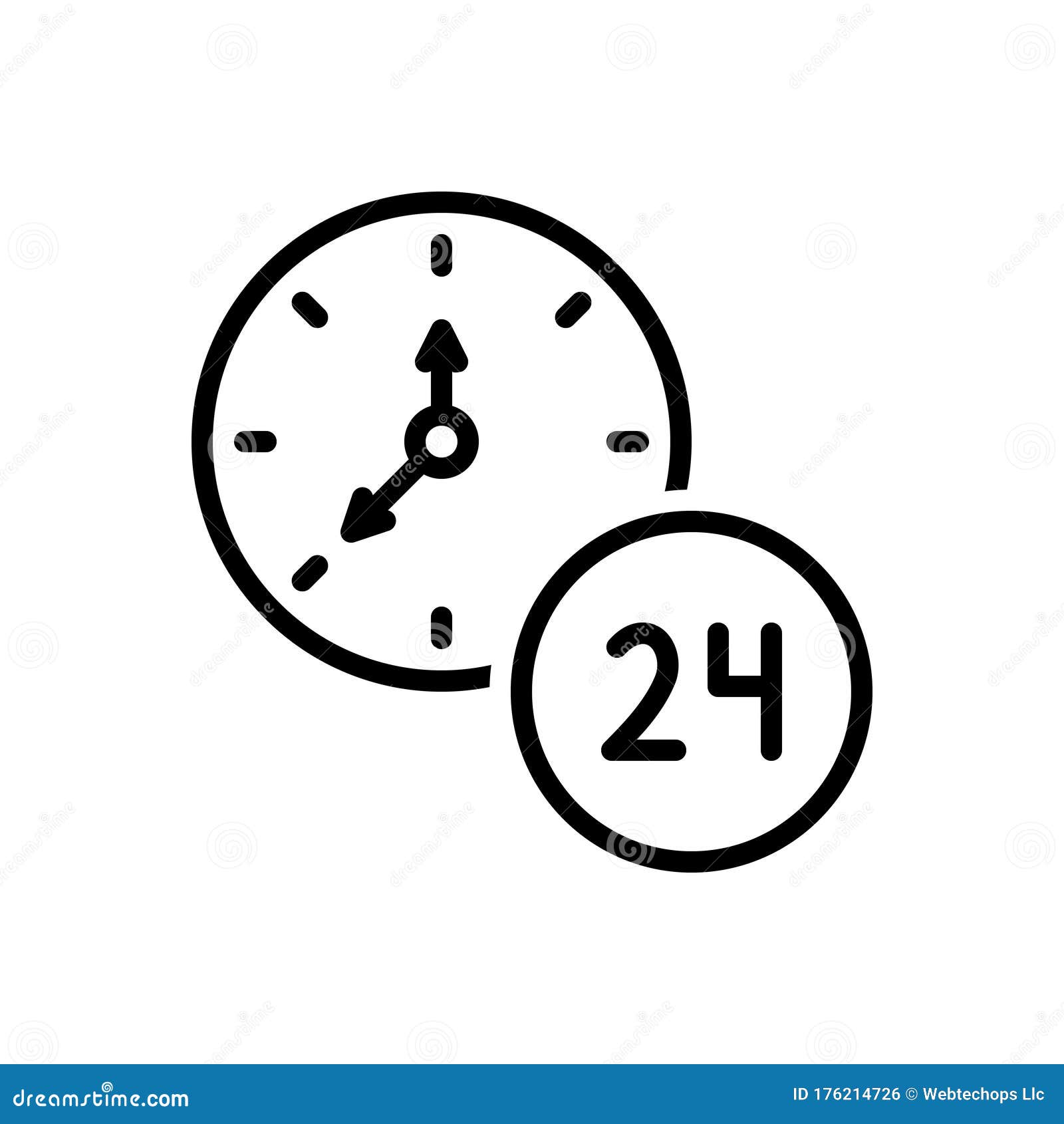 Black Line Icon for Hour, Time and Day Stock Vector - Illustration of ...