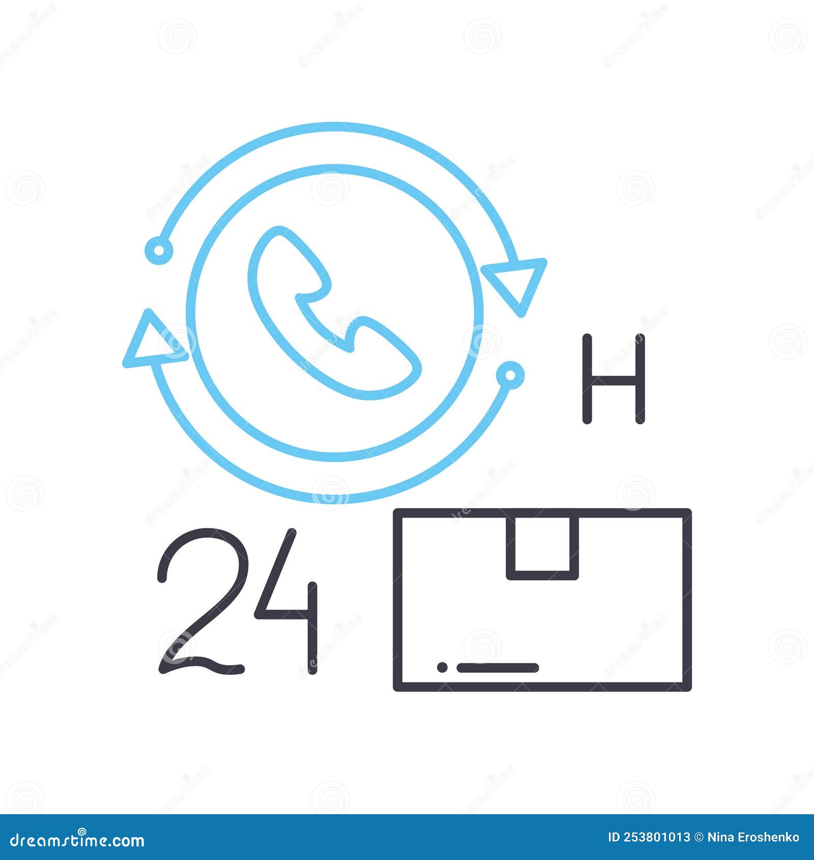 24 Hour Line Icon, Outline Symbol, Vector Illustration, Concept Sign ...