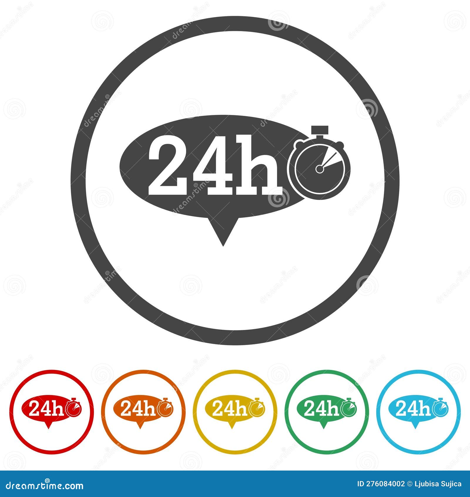 24 Hour Logo. Set Icons in Color Circle Buttons Stock Vector ...