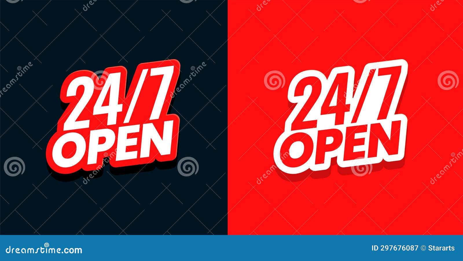 24 Hour Open Service Red Sticker Template Business Promo Stock Vector ...