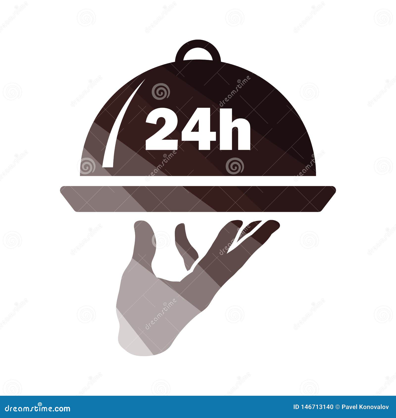 24 Hour Room Service Icon stock vector. Illustration of metal - 146713140