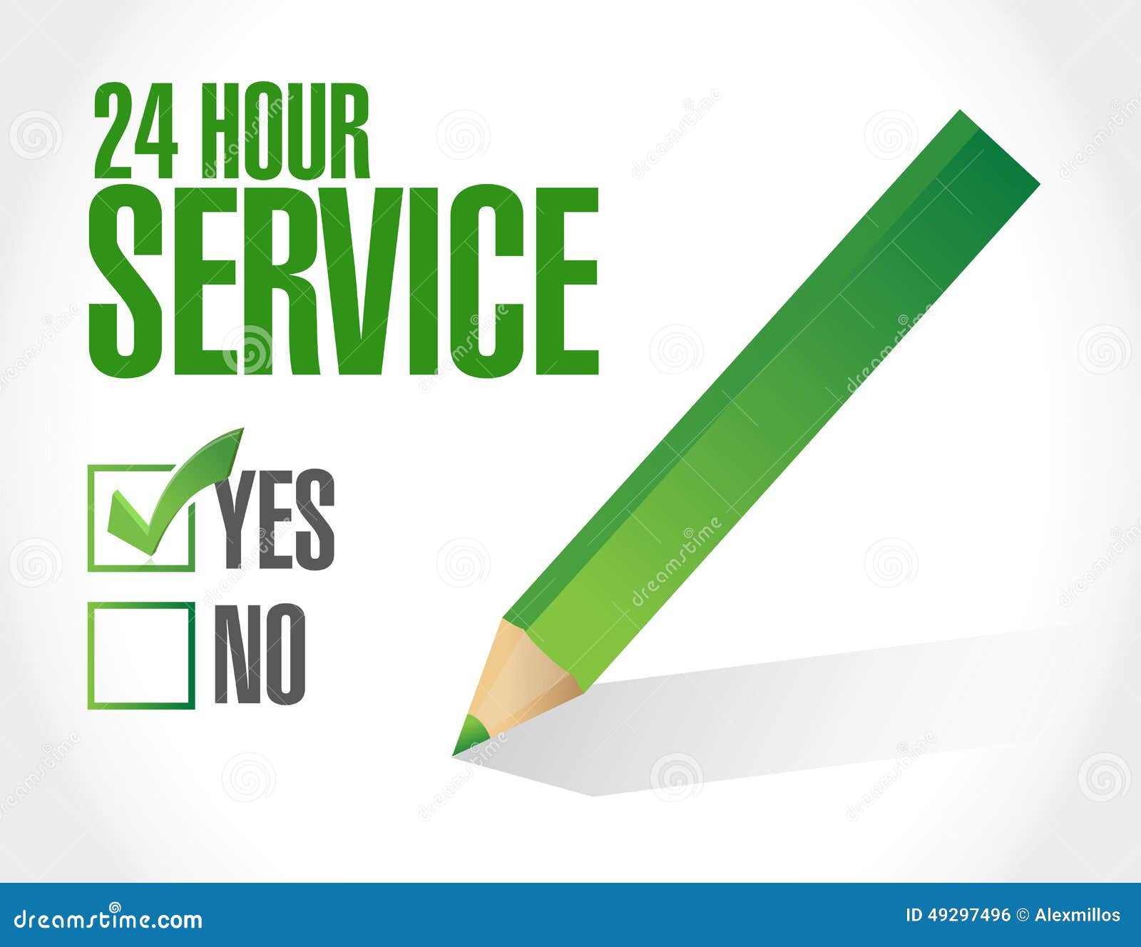 24 Hour Service Check List Illustration Stock Photo - Image of sale ...