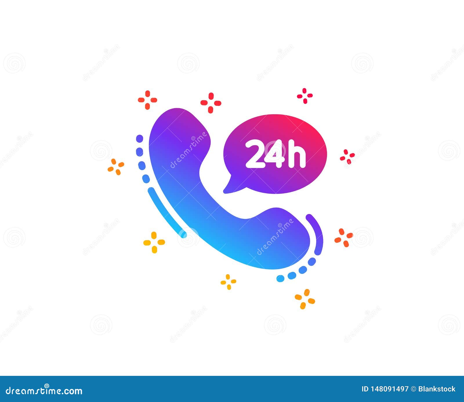 24 Hour Service Icon. Call Support Sign. Vector Stock Vector ...