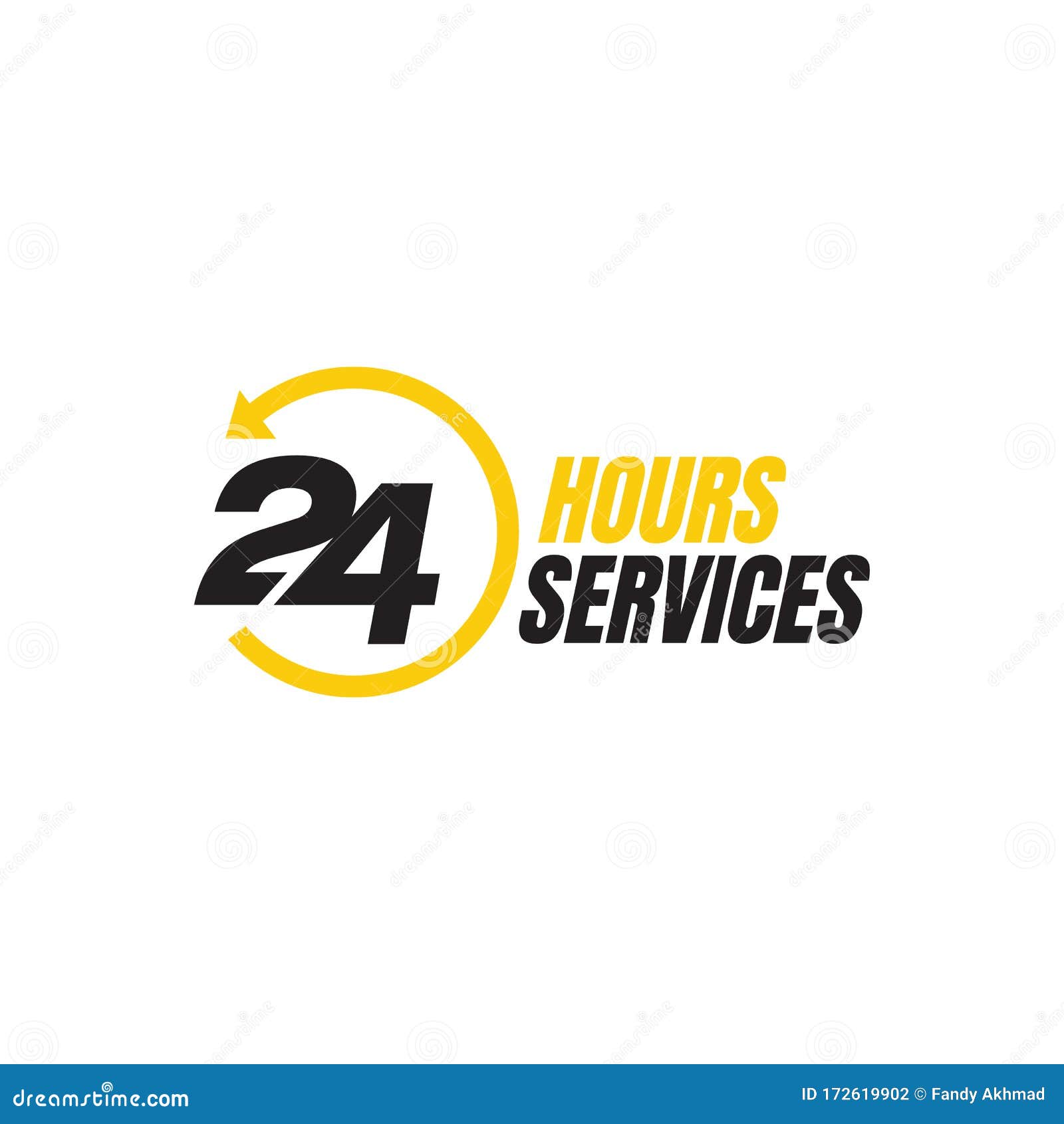 24 Hour Service Logo Vector Icon. Standby 24/7 Sign Day/night Services ...