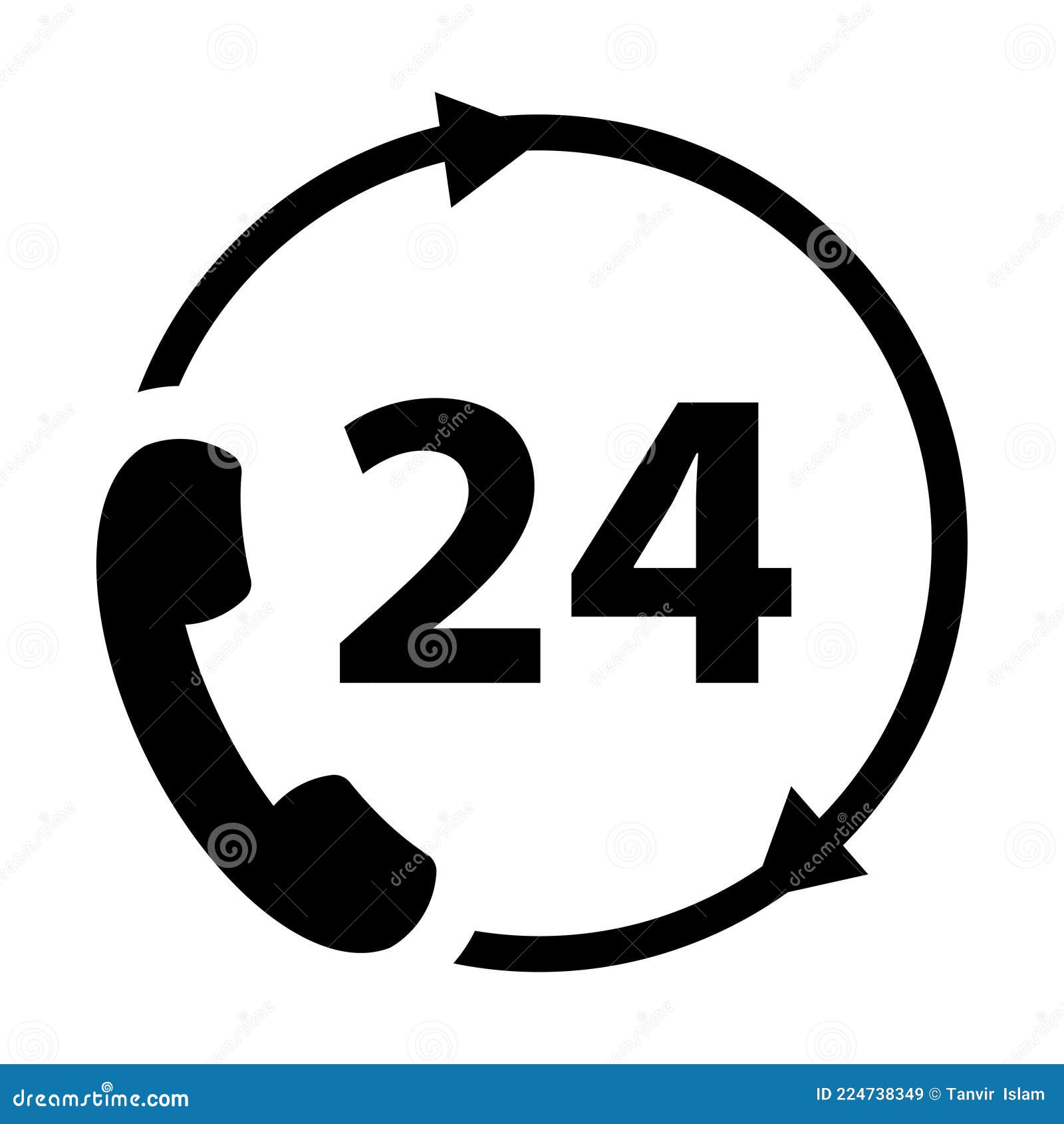 24 Hour Support Icon stock vector. Illustration of sign - 224738349