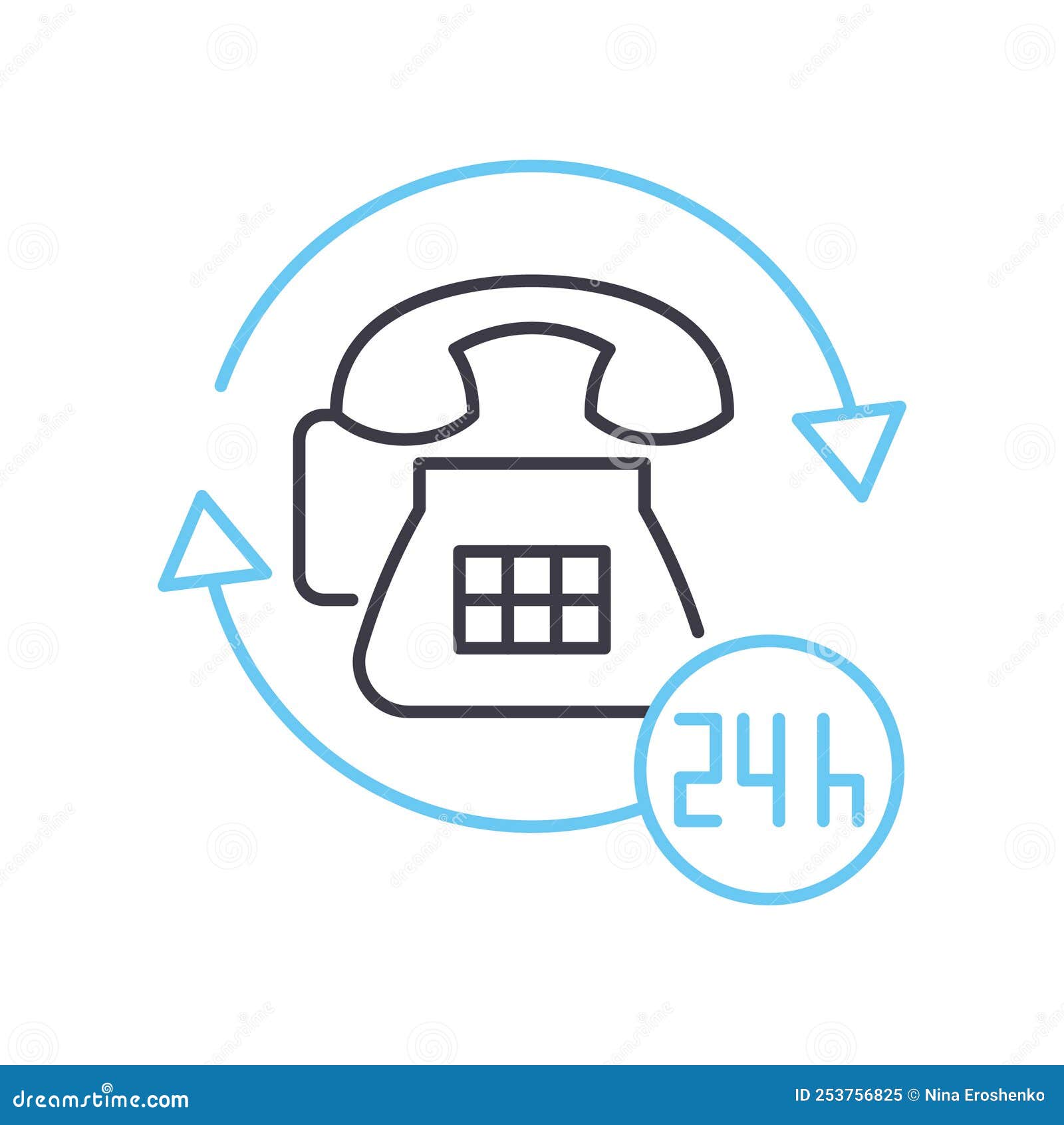 24-hour Support Line Icon, Outline Symbol, Vector Illustration, Concept ...