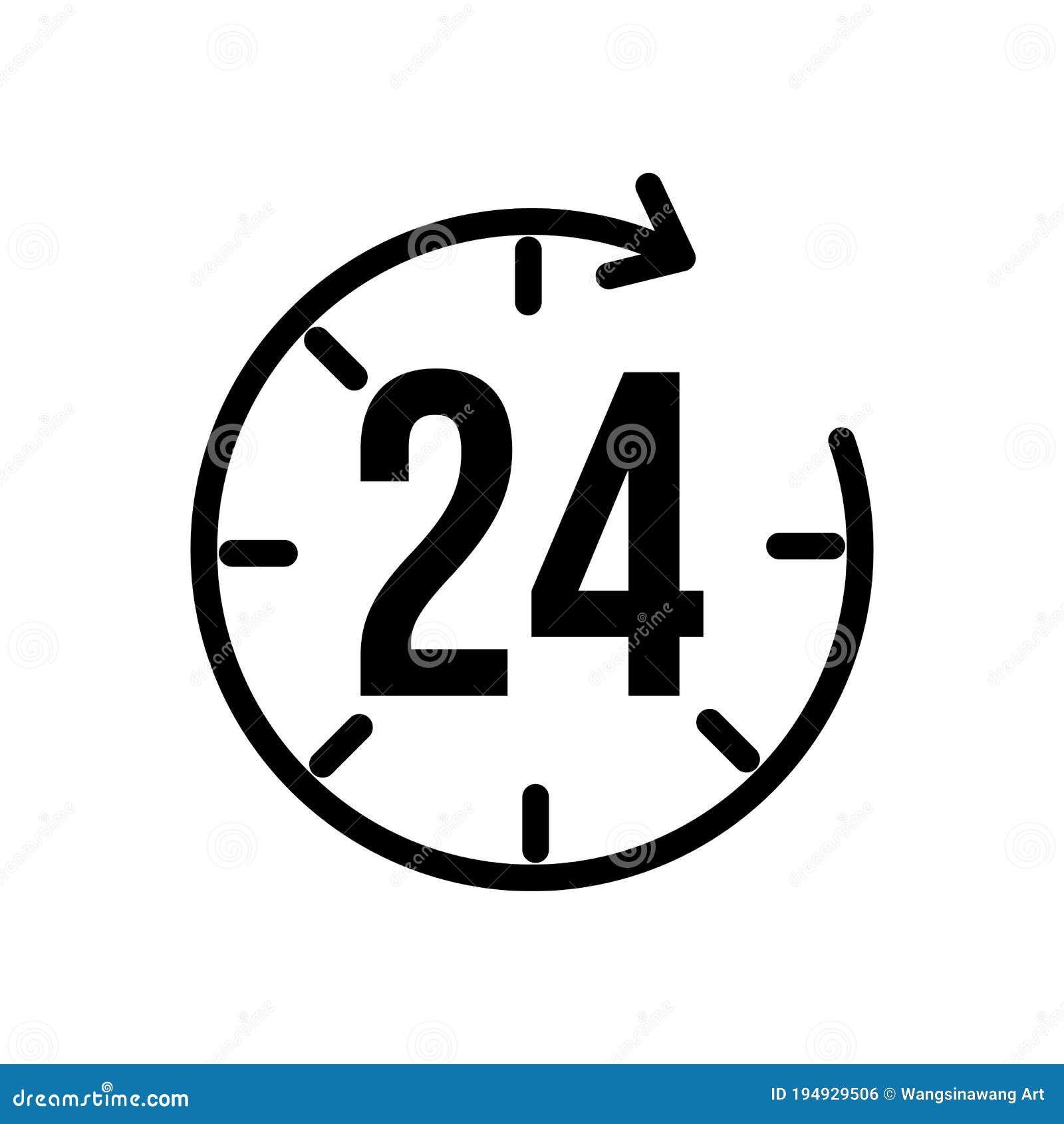 24 Hour Symbol Icon Vector Illustration Isolated on White Background ...