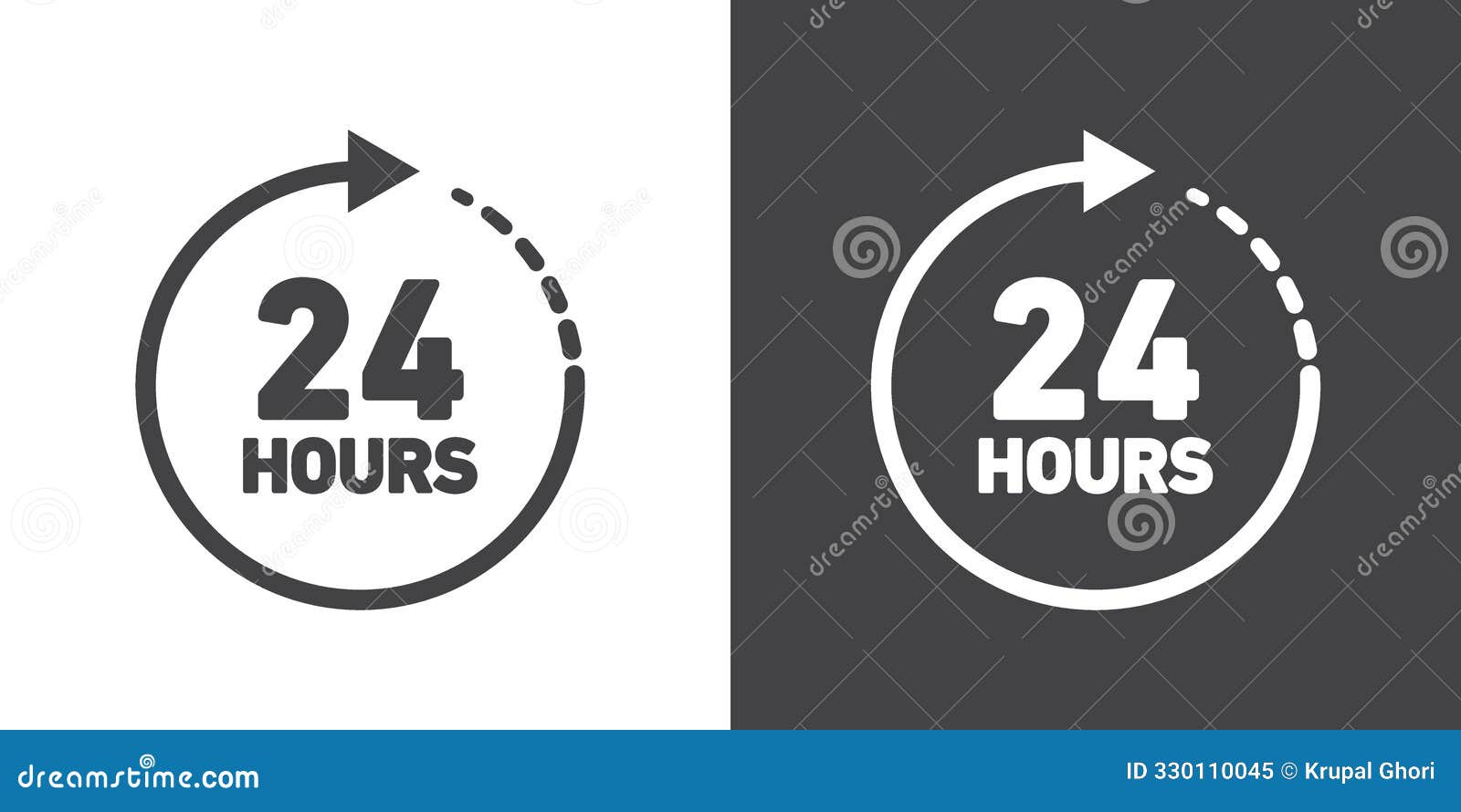 24 Hour Time Icon Flat Vector Set Outline Stock Illustration ...