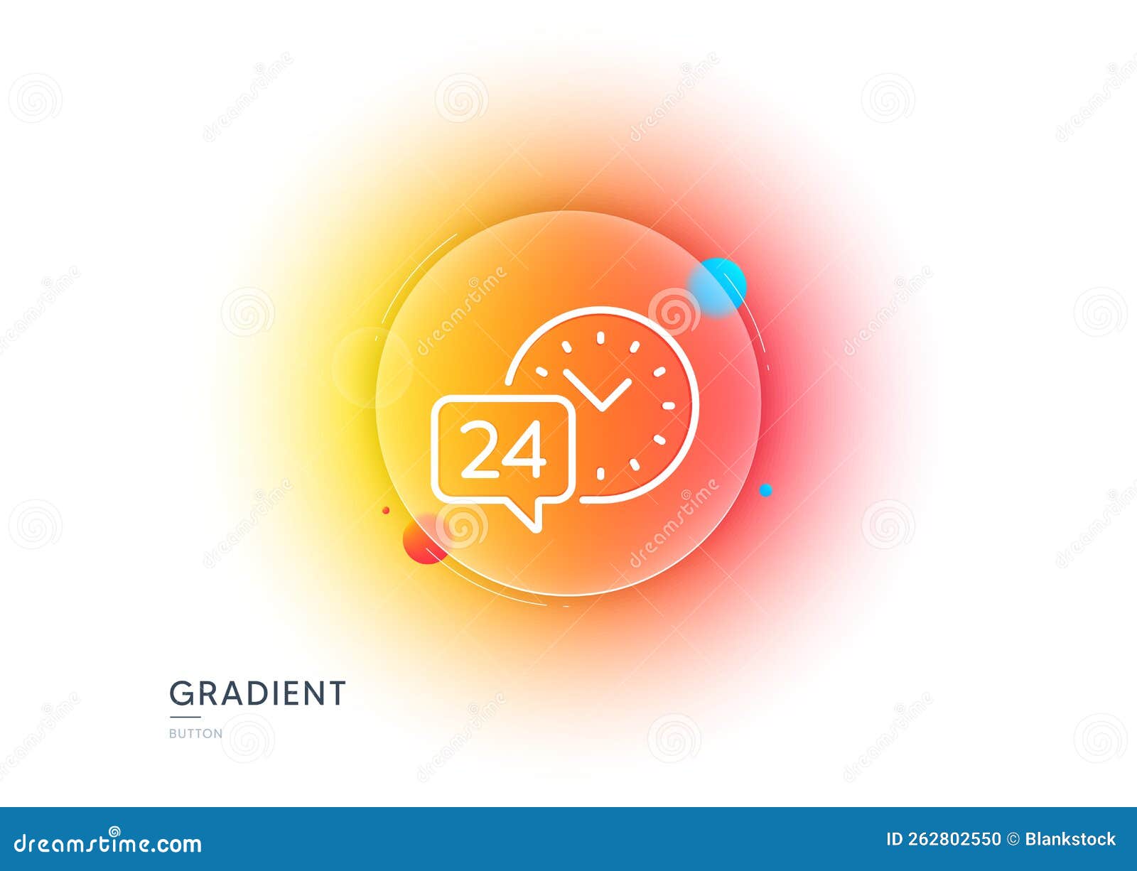 24 Hour Time Service Line Icon. Call Support Sign. Gradient Blur Button. Vector Stock Vector ...