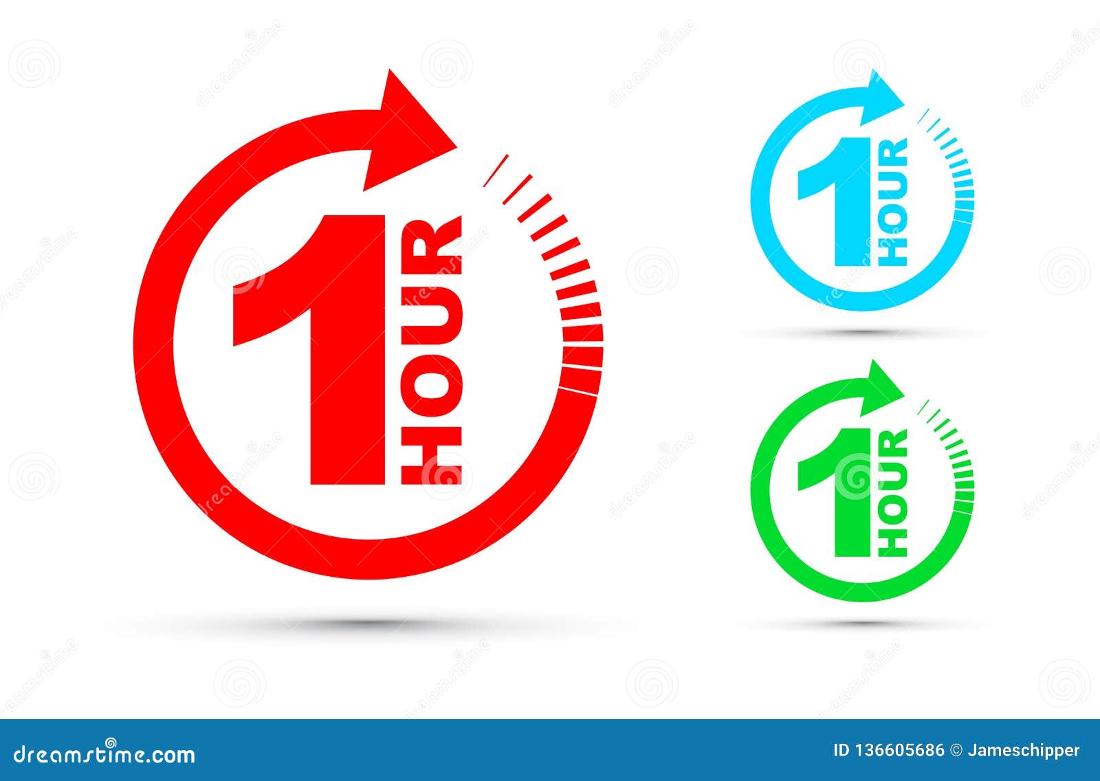 One hour arrow icon set stock vector. Illustration of icon - 136605686