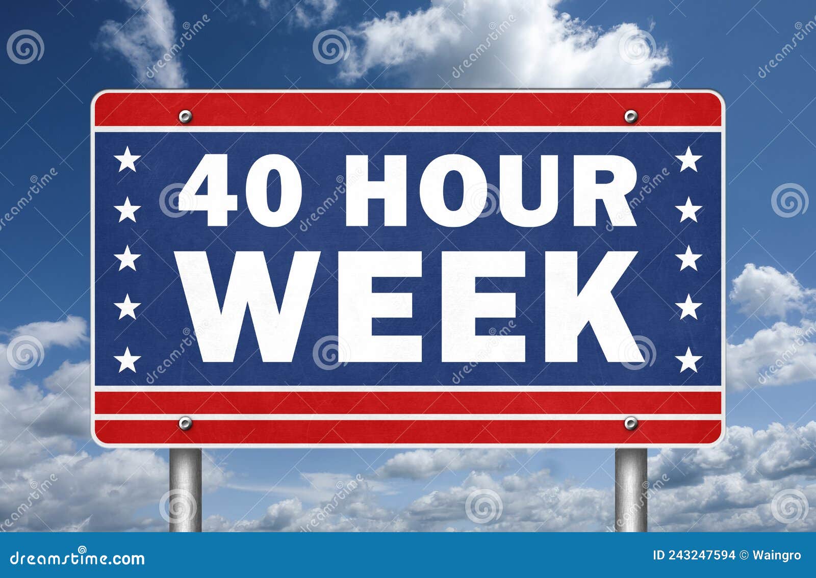 40 Hour Week - Road Sign Illustration Stock Illustration - Illustration ...