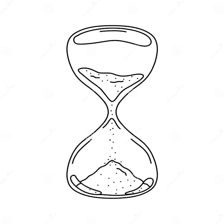 Hourglass Isolated Doodle Illustration, Cartoon Hourglass Outline ...