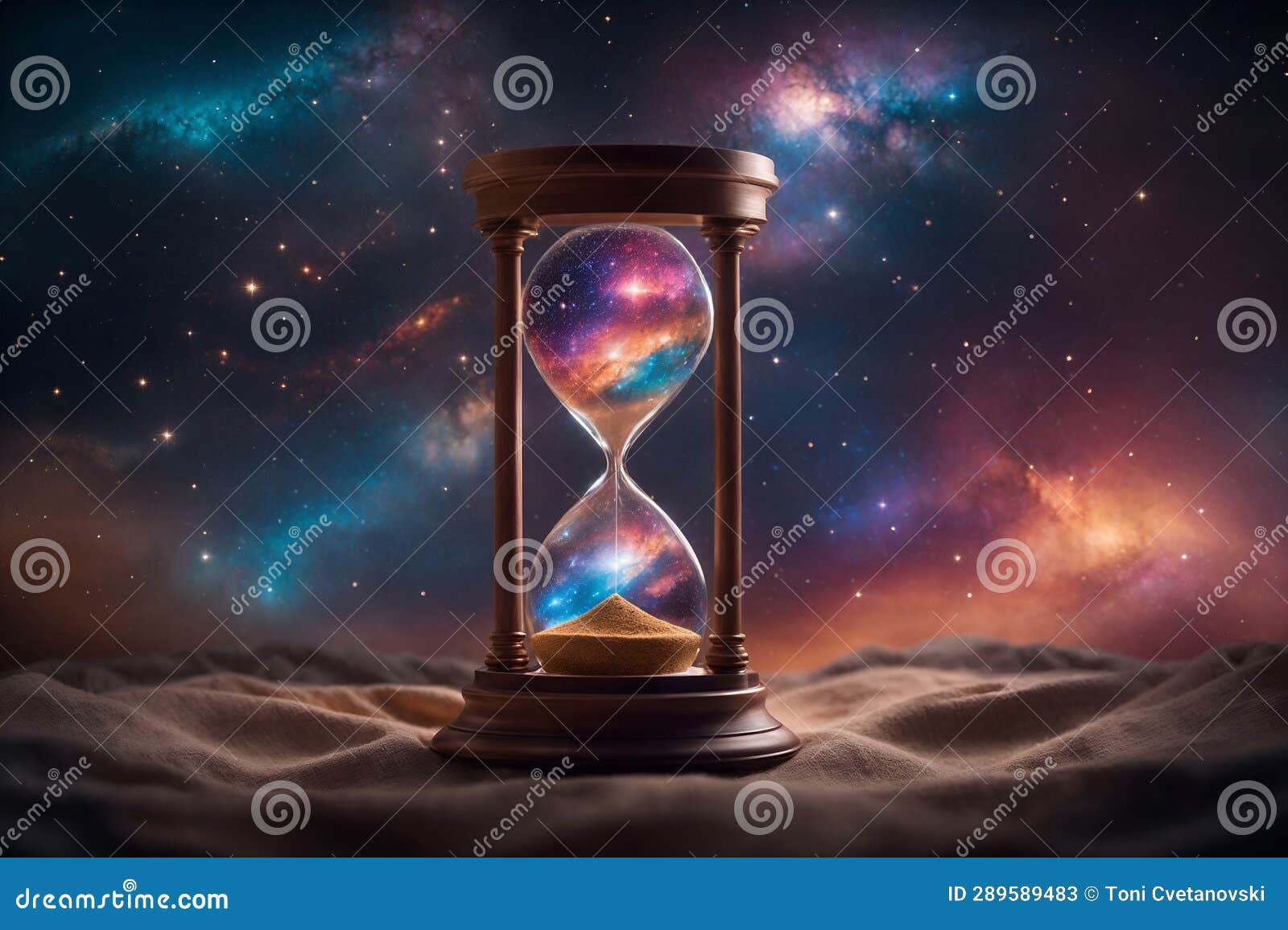 Hourglass on Abstract Space Background Stock Illustration ...