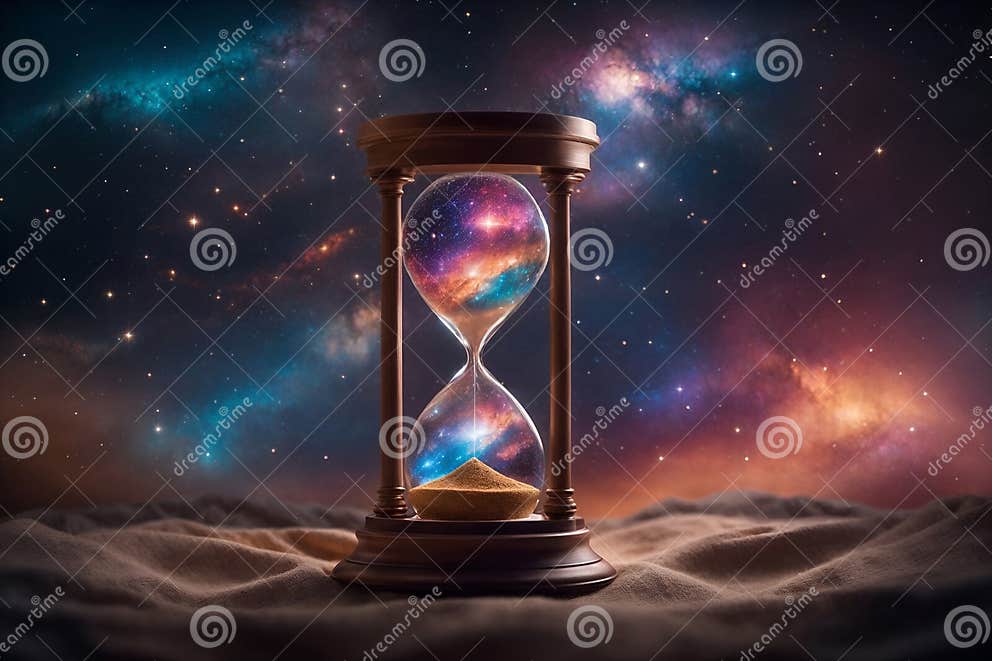 Hourglass on Abstract Space Background Stock Illustration ...