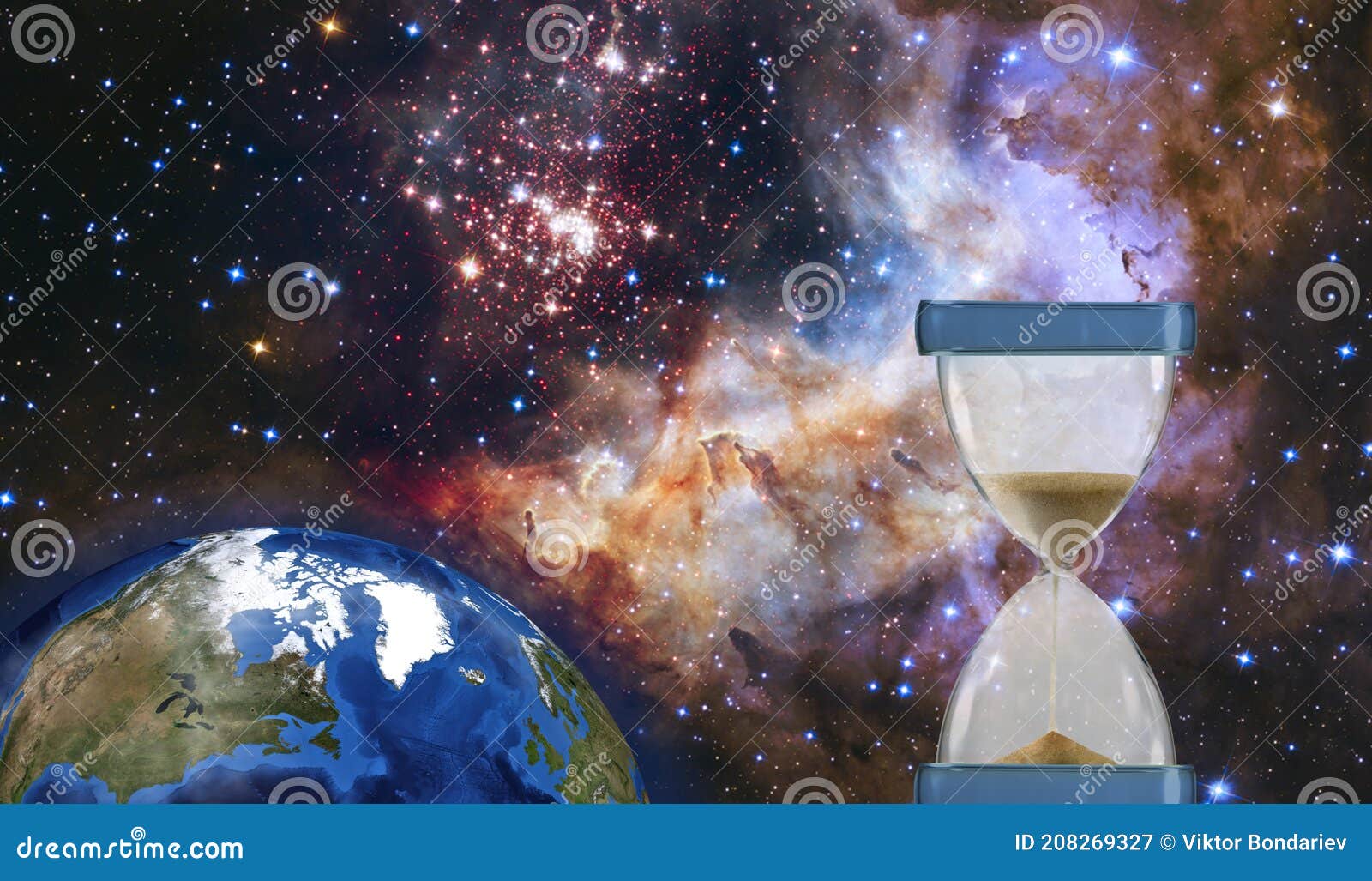 Hourglass Against the Backdrop of the Planet Earth and the Beautiful ...