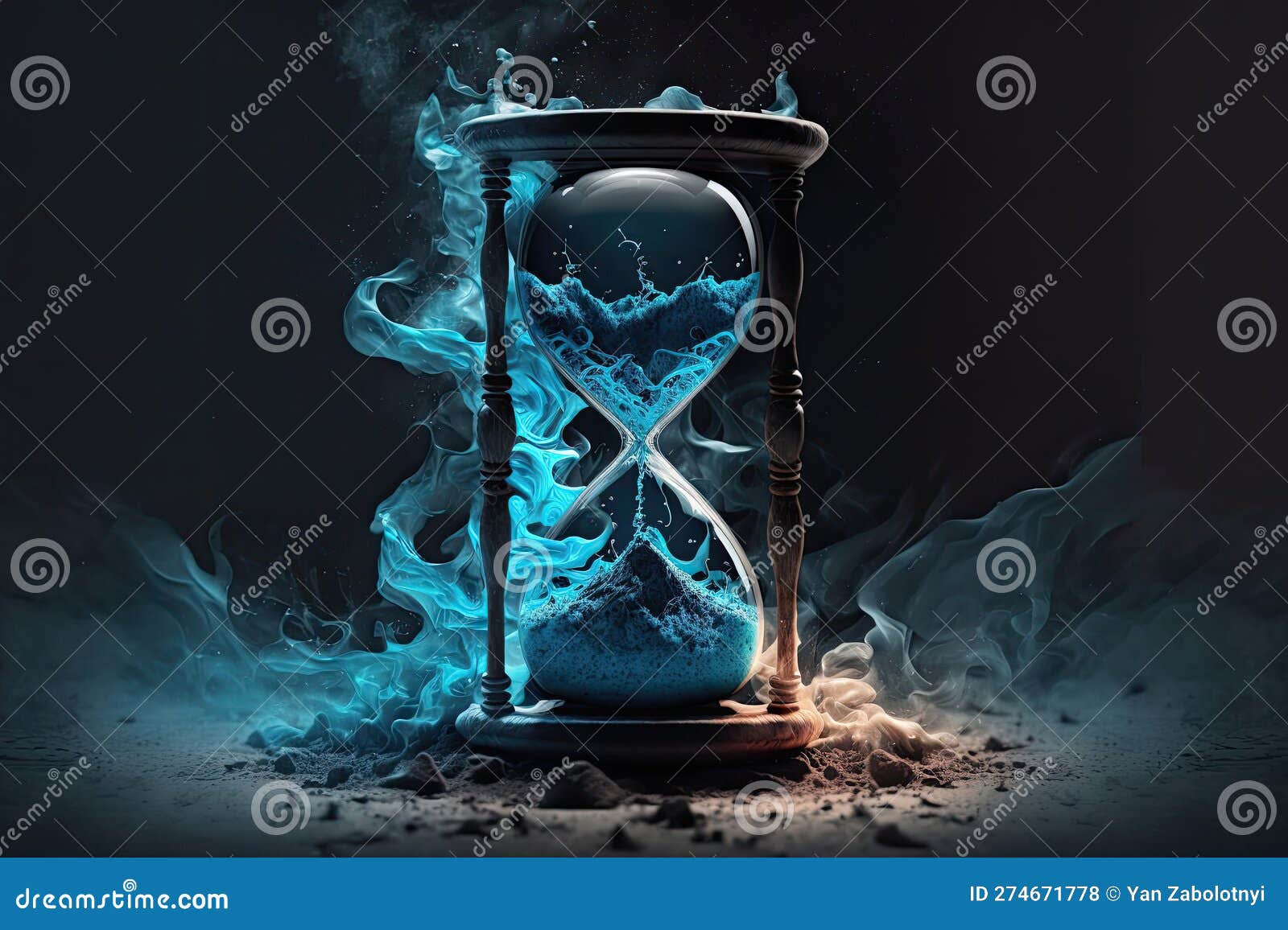 The Hourglass in the Air is Shrouded in Blue. Generative AI Stock ...
