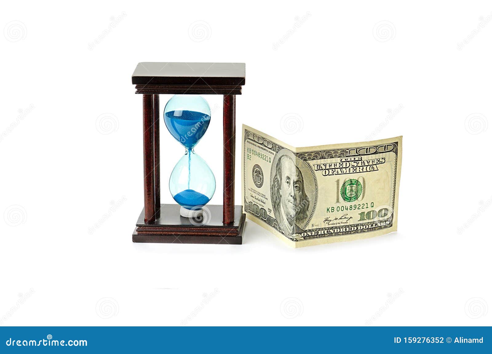 Hourglass and Dollars Isolated on White Background Stock Photo - Image ...