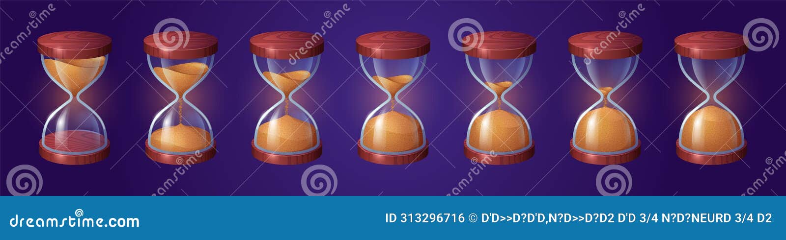 Hourglass Animation Sprite Sheet. Glass Clock with Falling Sand ...